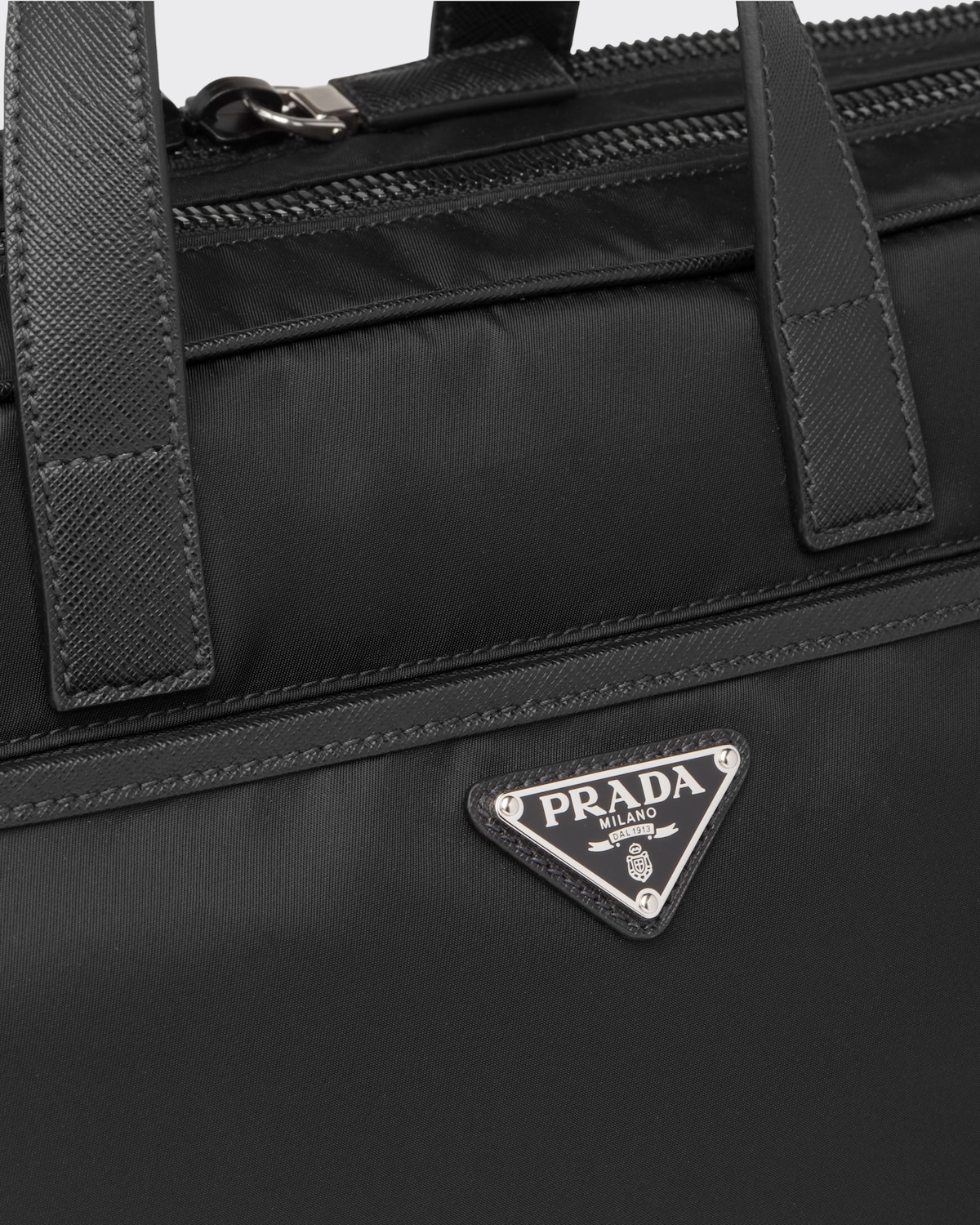 Black Re-nylon And Saffiano Leather Briefcase | PRADA