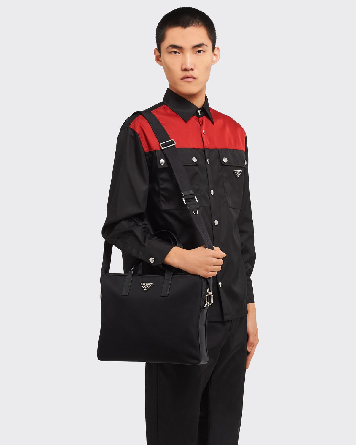 Black Nylon And Saffiano Leather Work Bag | PRADA
