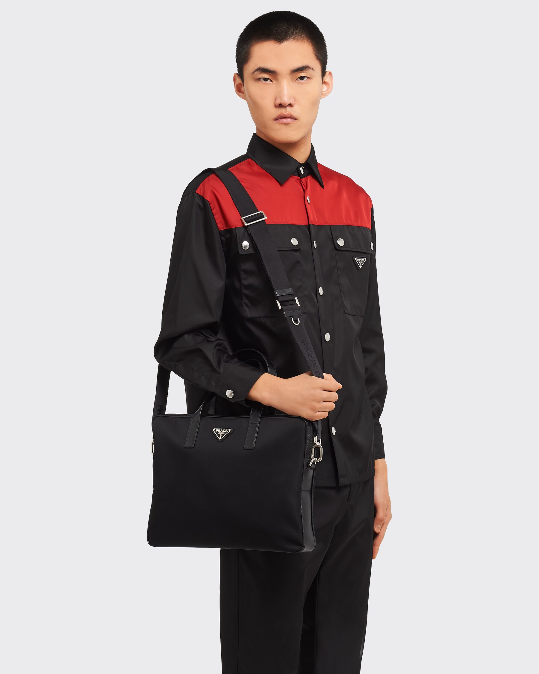 Black Nylon And Saffiano Leather Work Bag | PRADA