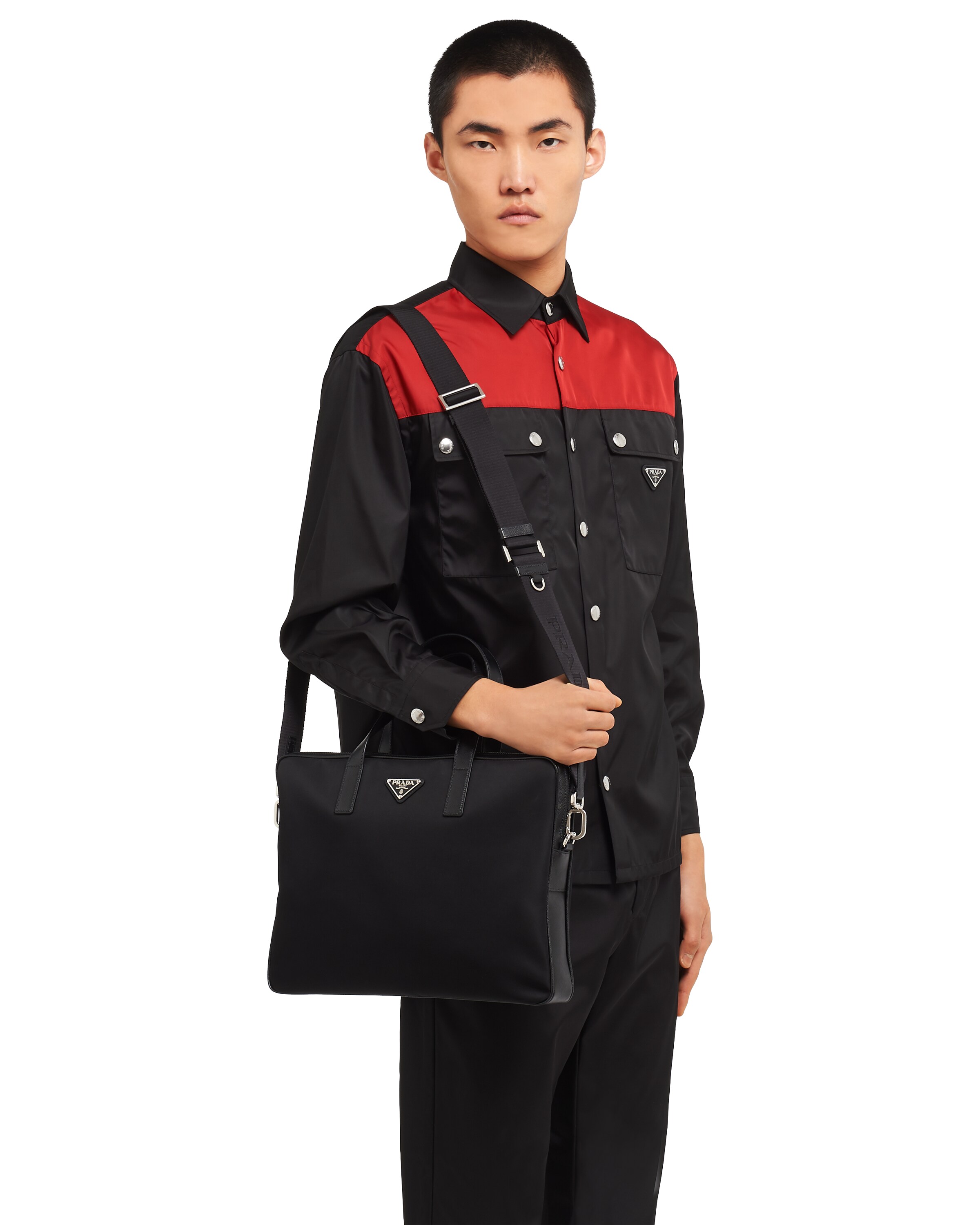 Black Nylon and Saffiano Leather Work Bag | Prada