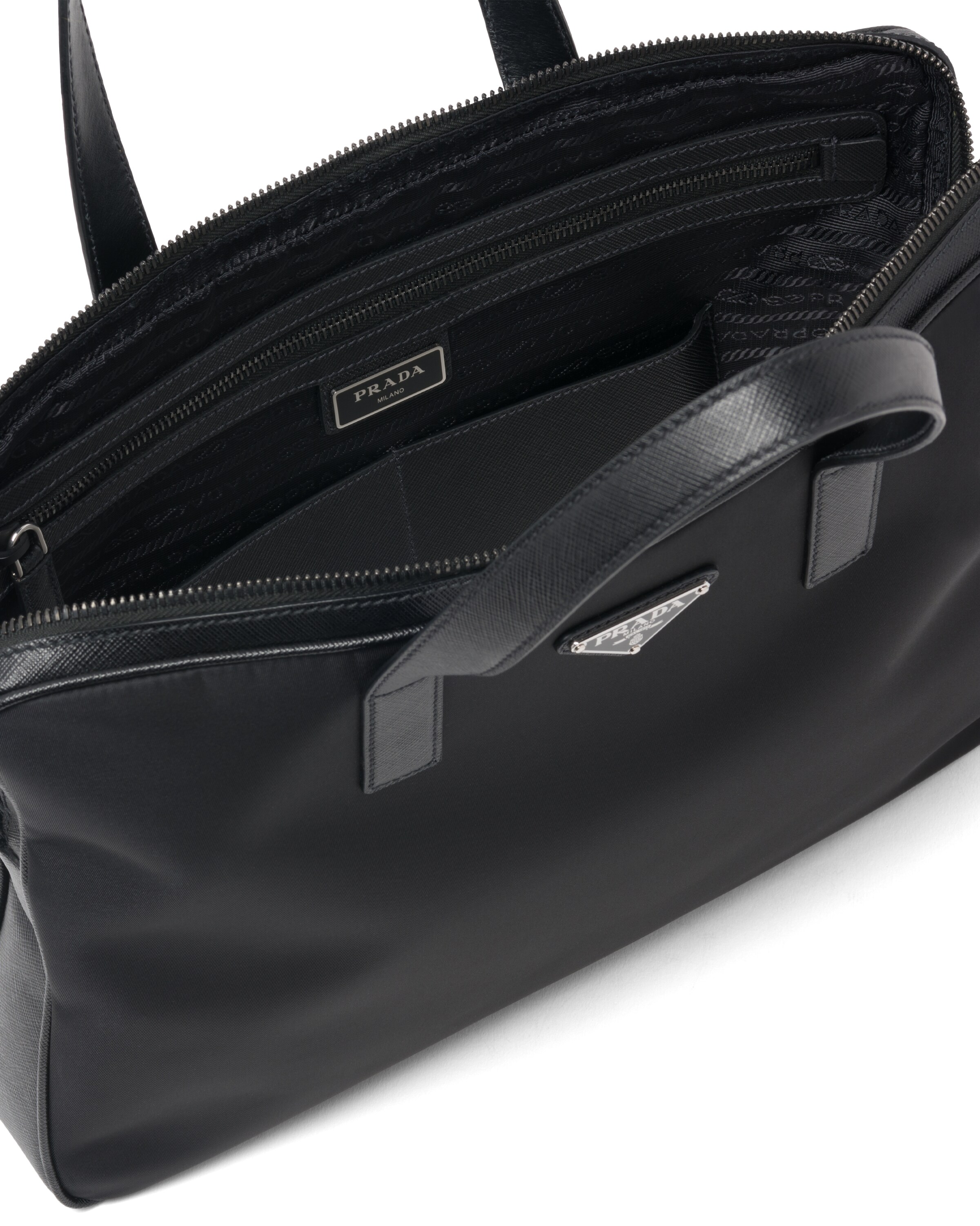 Black Nylon and Saffiano Leather Work Bag | Prada