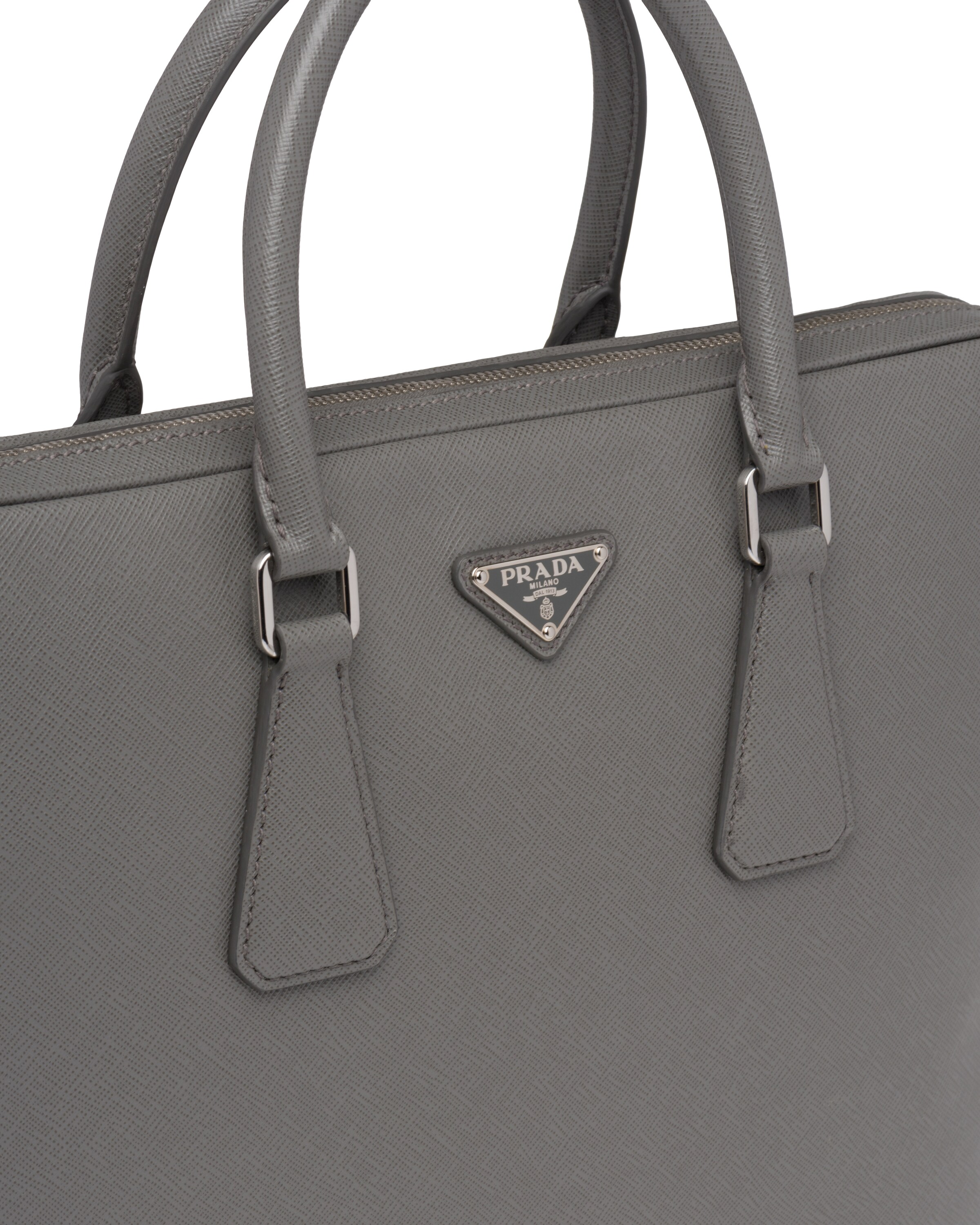 Marble Gray Saffiano Leather Work Bag | Prada