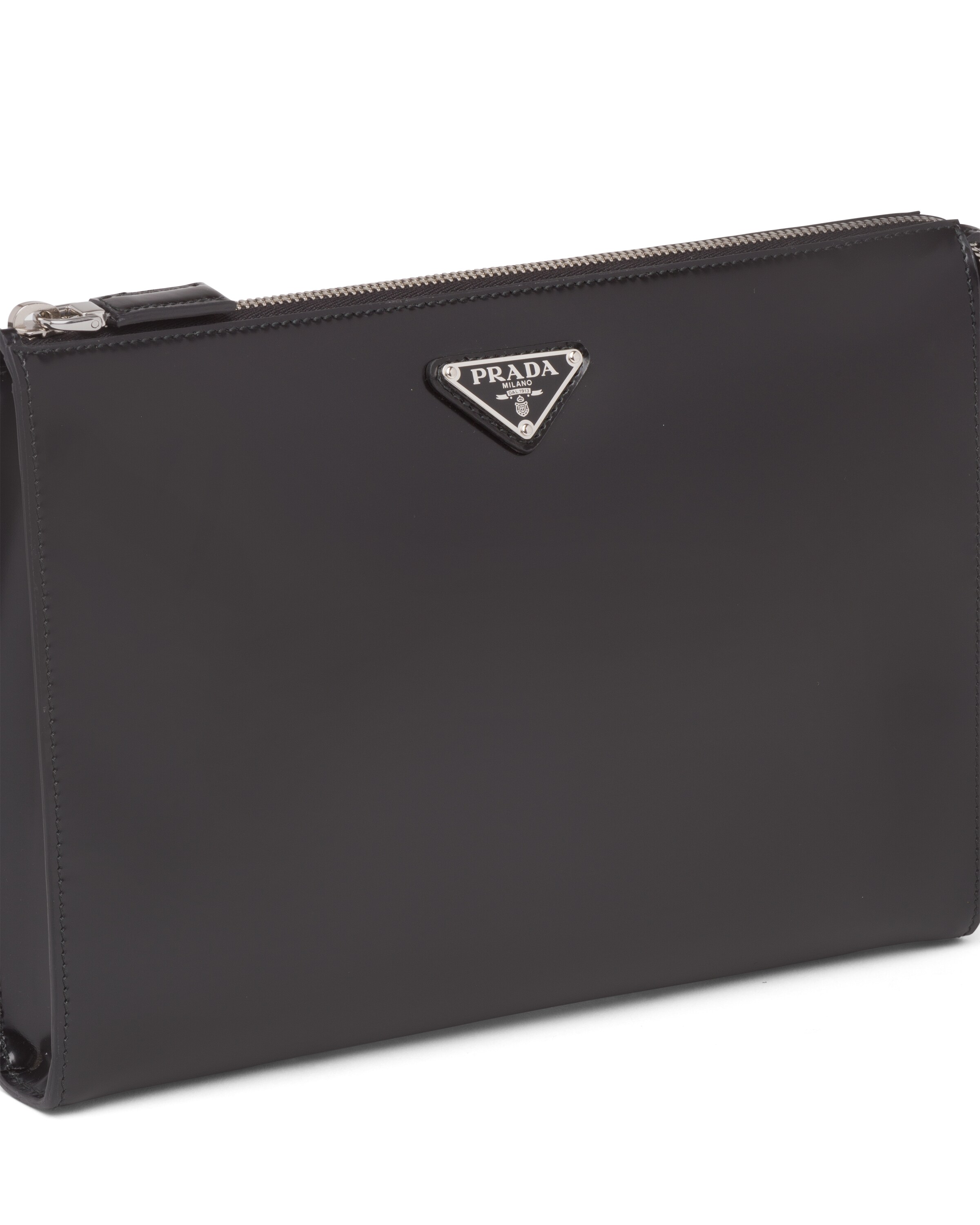 Black Brushed leather pouch | Prada