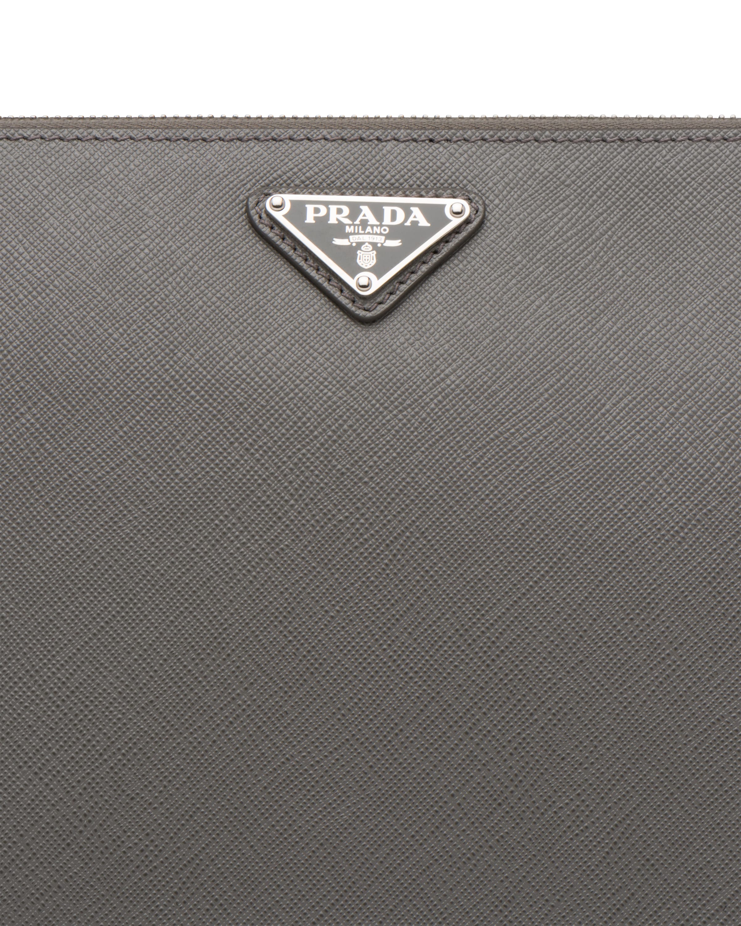 Marble Gray Saffiano Leather Clutch | Prada