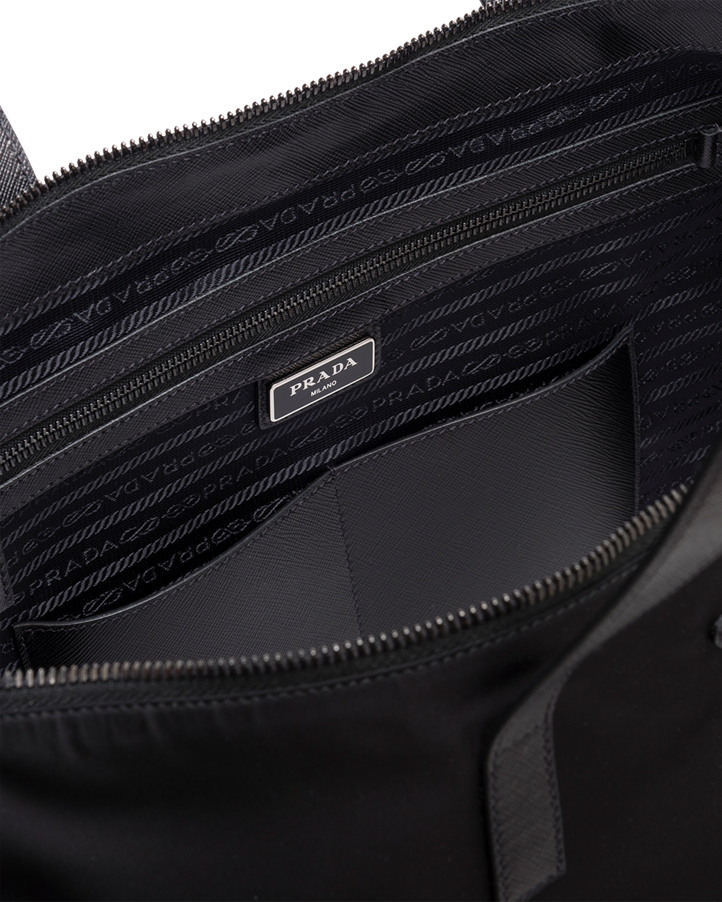 Black Re-Nylon and Saffiano leather tote | Prada