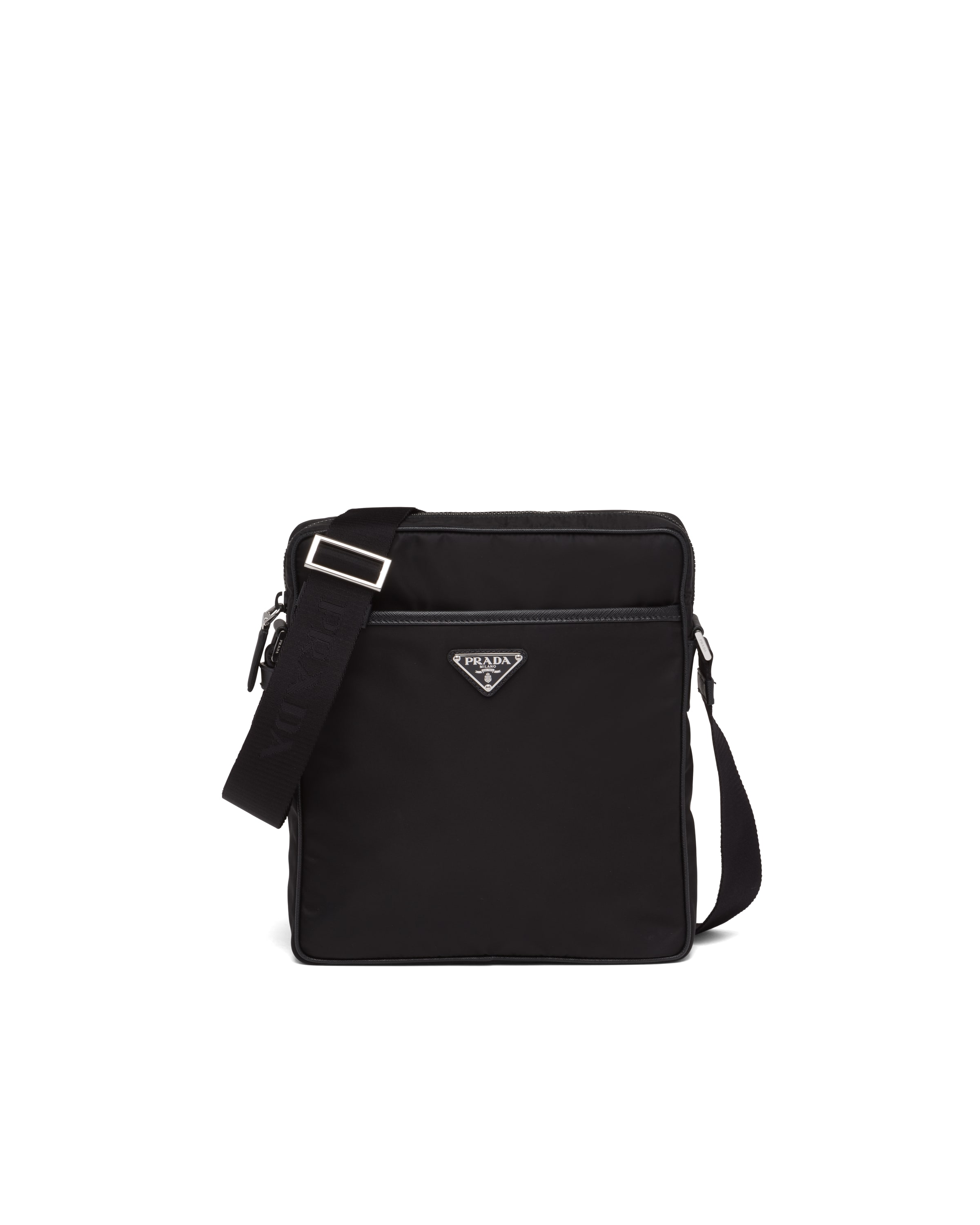 Black Nylon and Saffiano Leather Bag with Strap | Prada