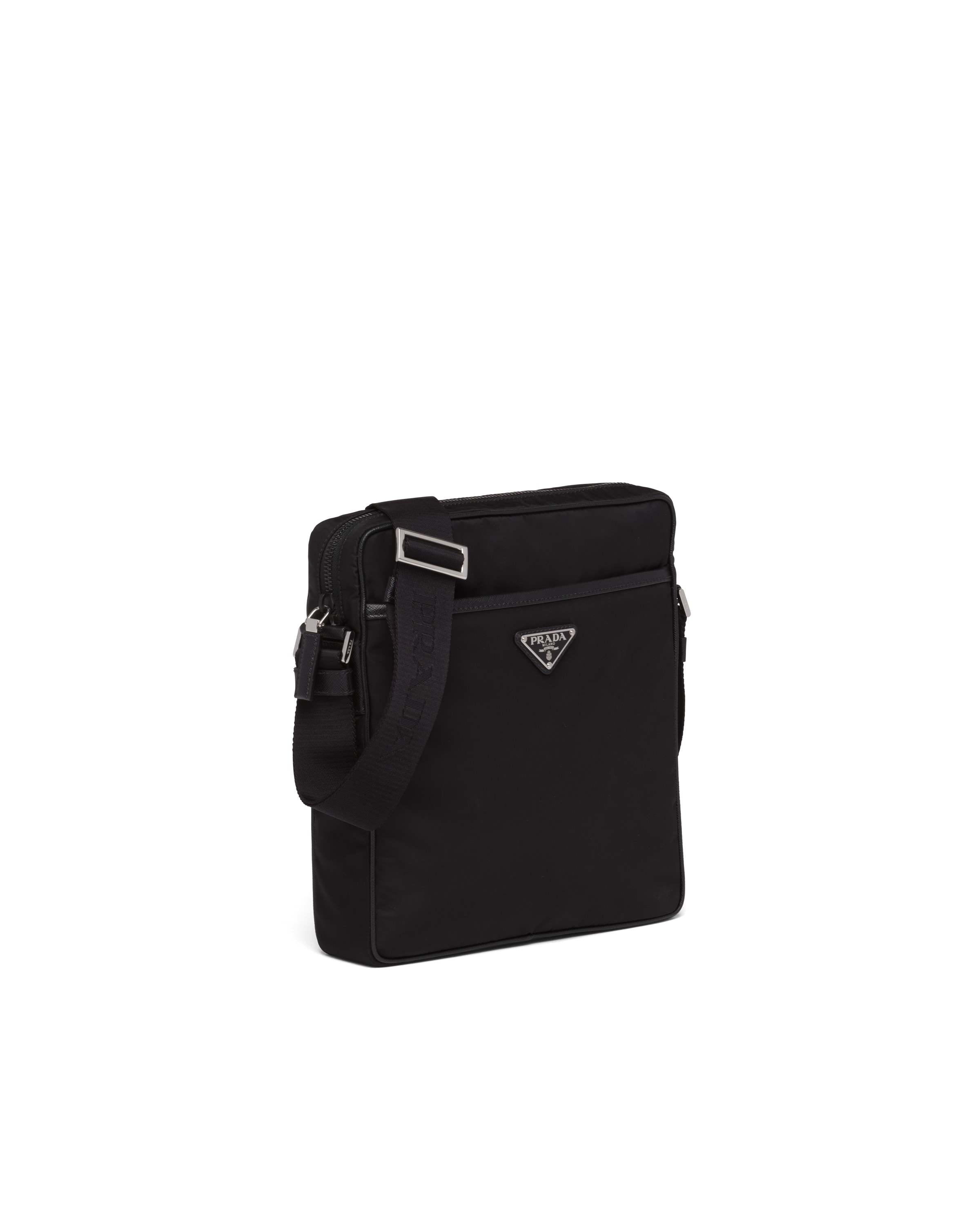 Black Nylon and Saffiano Leather Bag with Strap | Prada