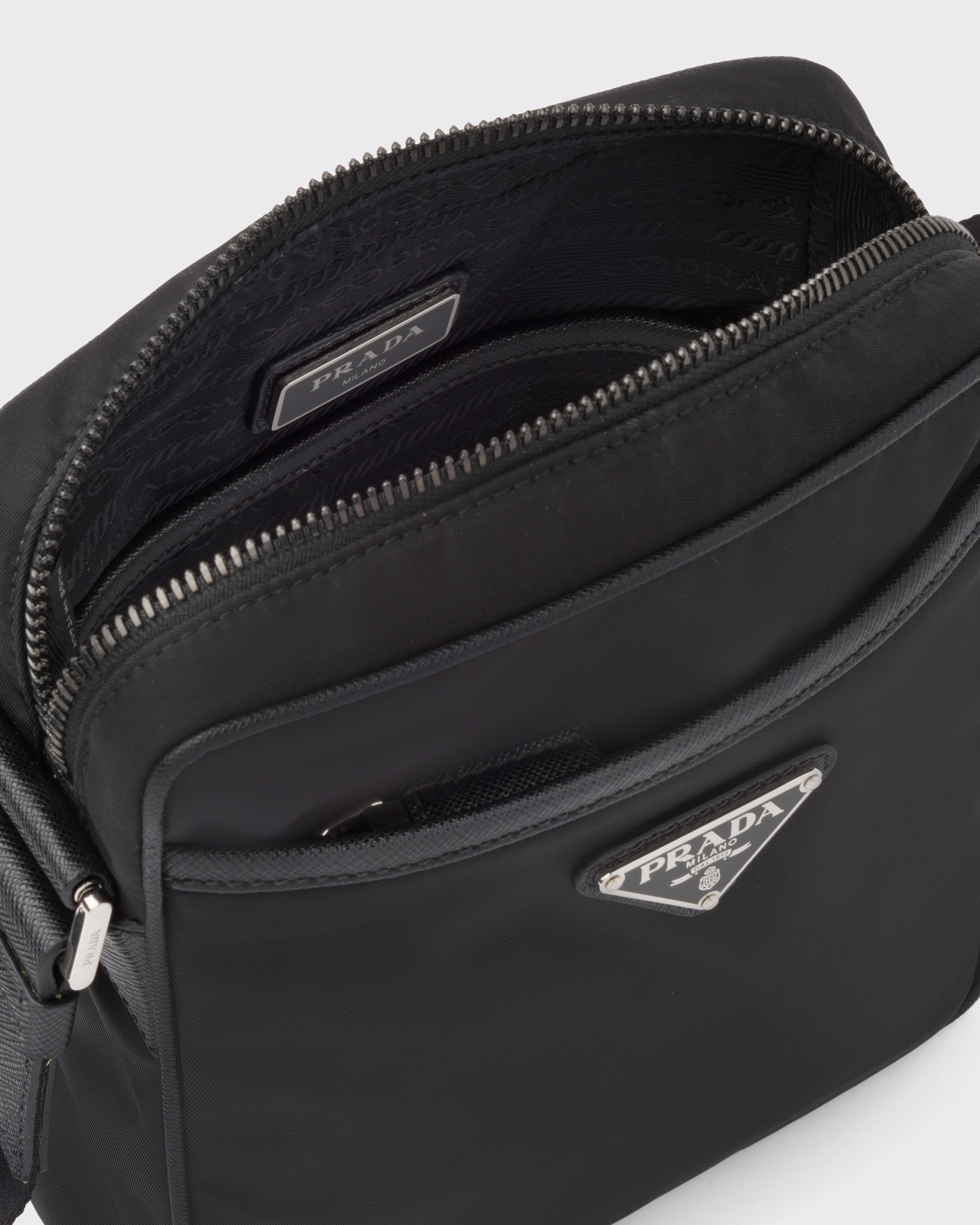 Black Re-nylon And Saffiano Leather Shoulder Bag | PRADA