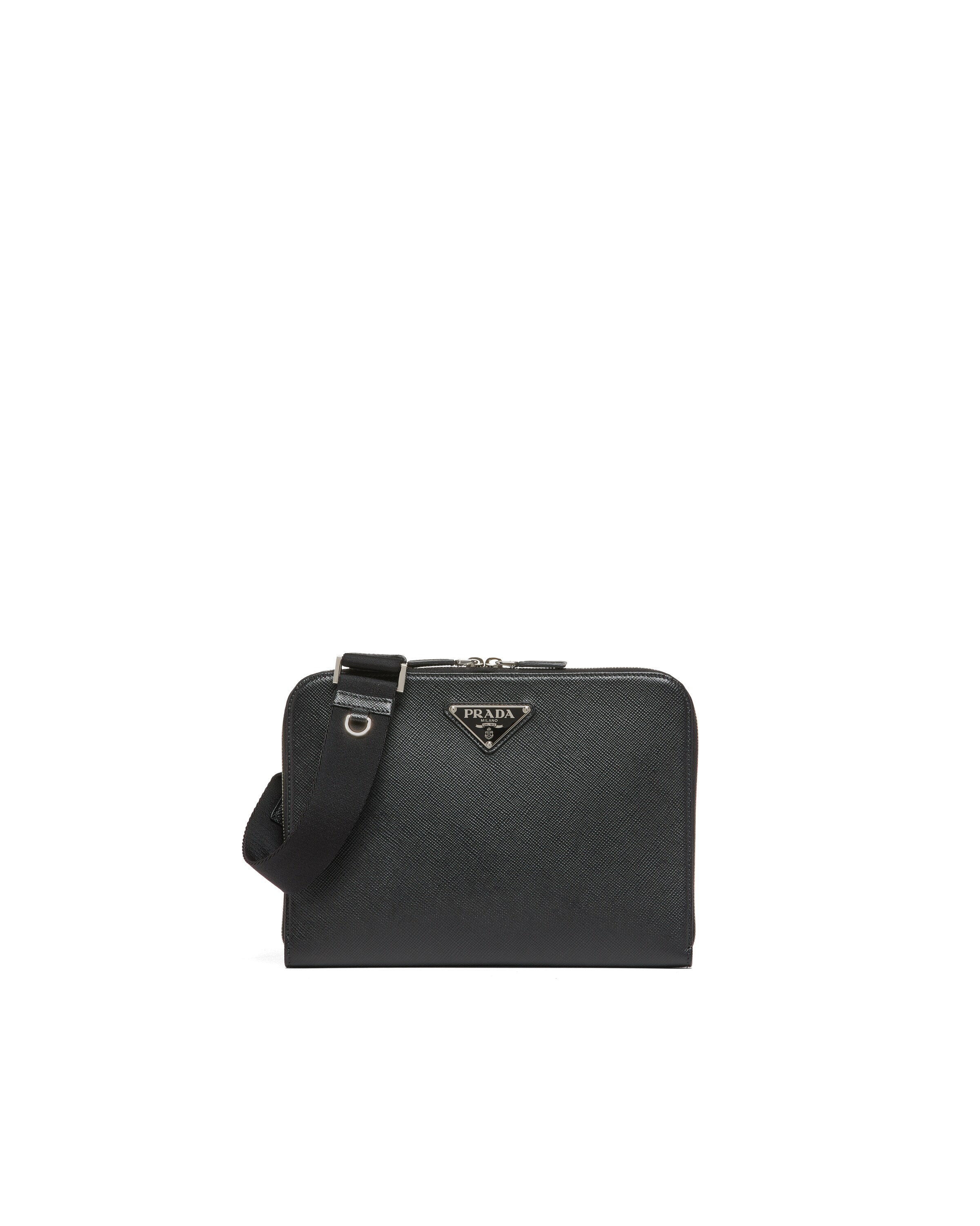 Black Bag with Saffiano leather shoulder strap | Prada