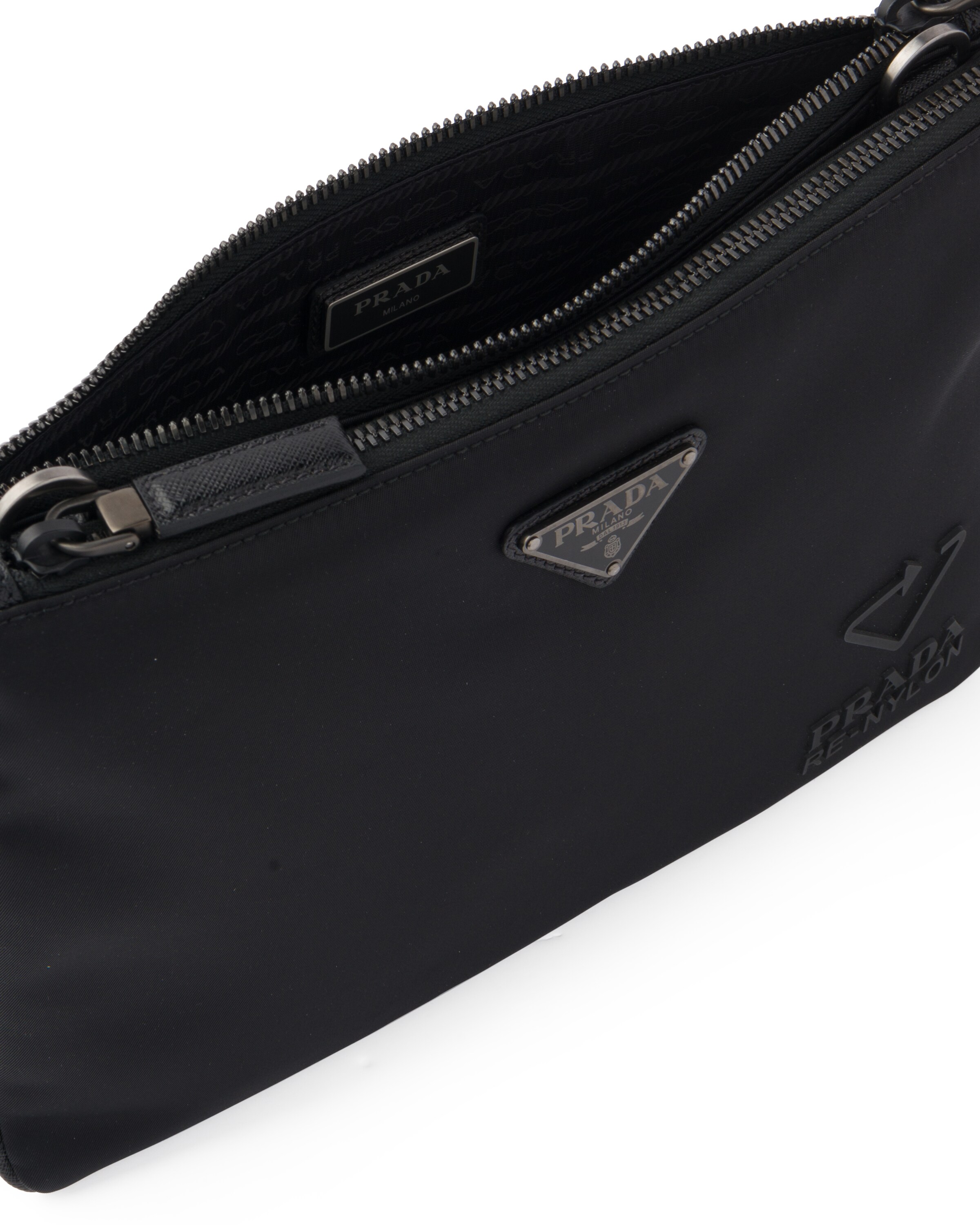 Borsa con Tracolla in Re-Nylon e Saffiano Nero | Prada