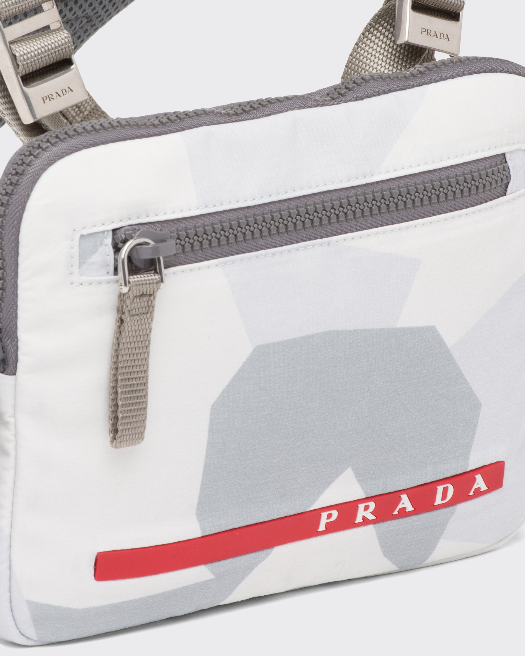 Marble Gray Printed Technical Fabric Crossbody Bag | PRADA