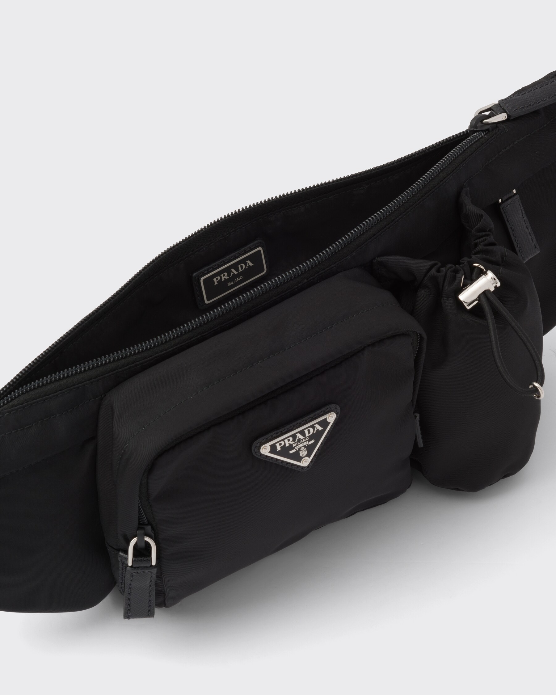 Black Re-nylon And Saffiano Leather Belt Bag | PRADA