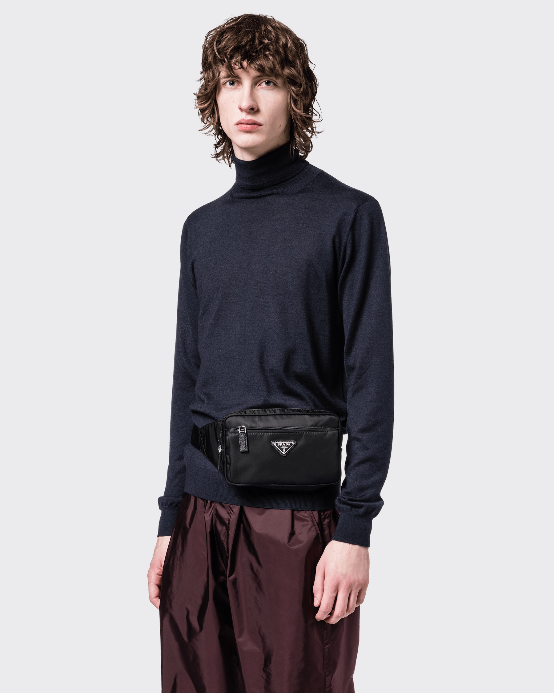 Black Re-nylon And Saffiano Leather Belt Bag | PRADA
