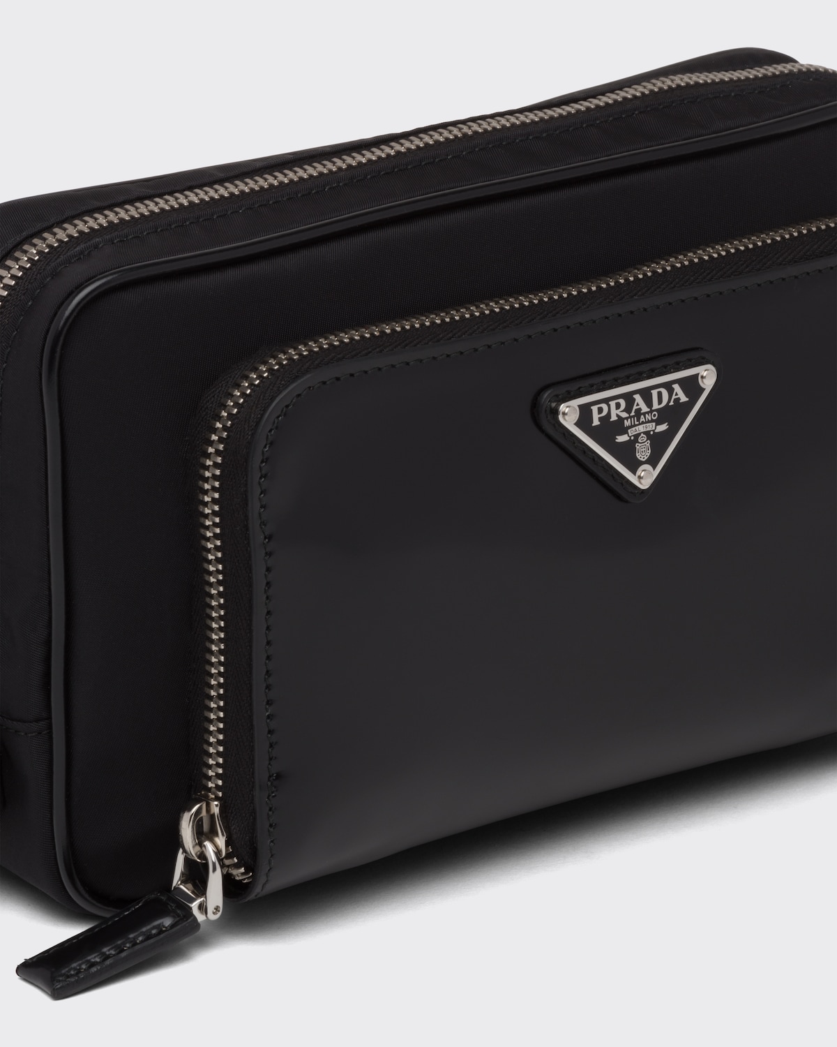 Black Re-nylon And Brushed Leather Belt Bag | PRADA