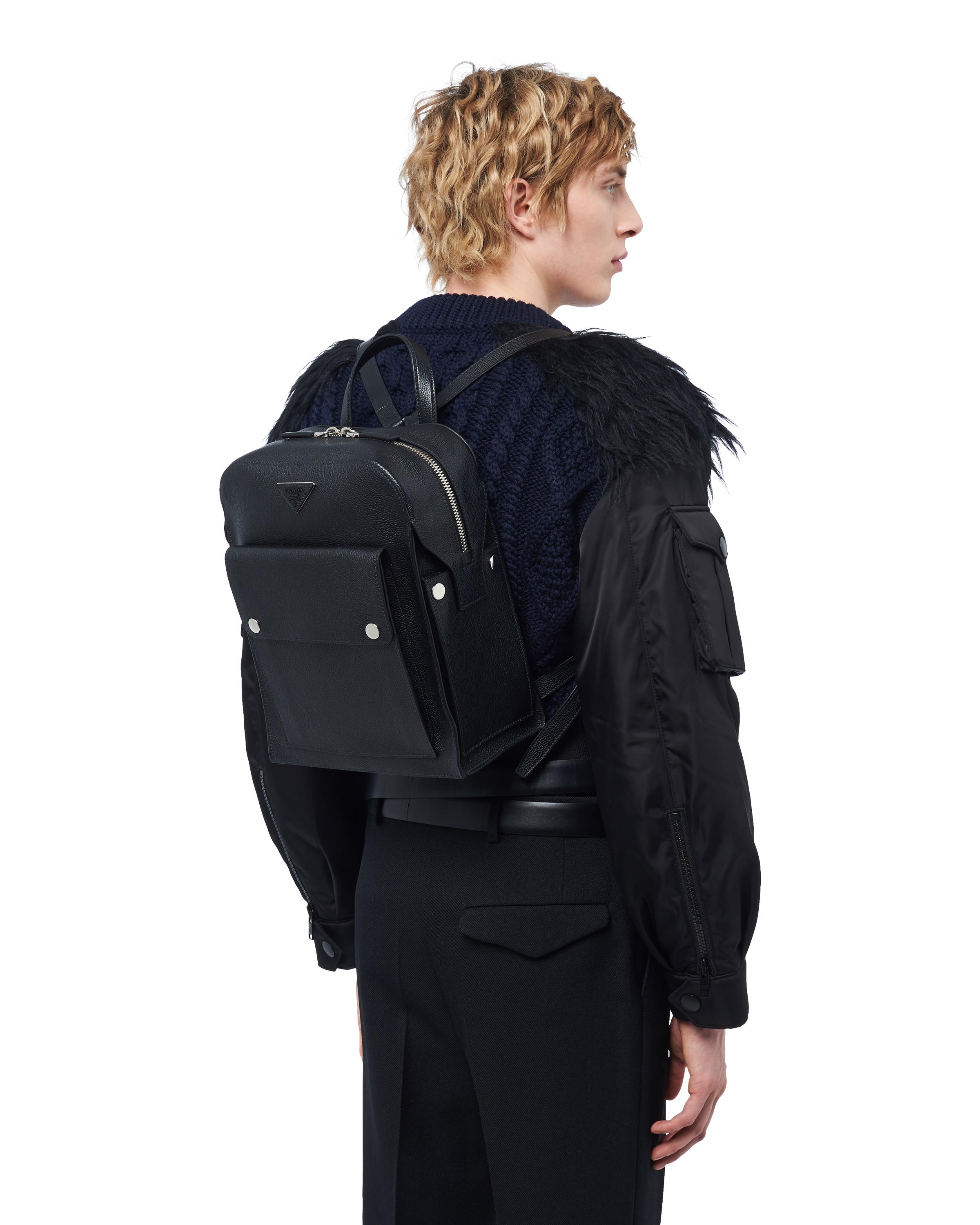 Black Leather Backpack | Prada