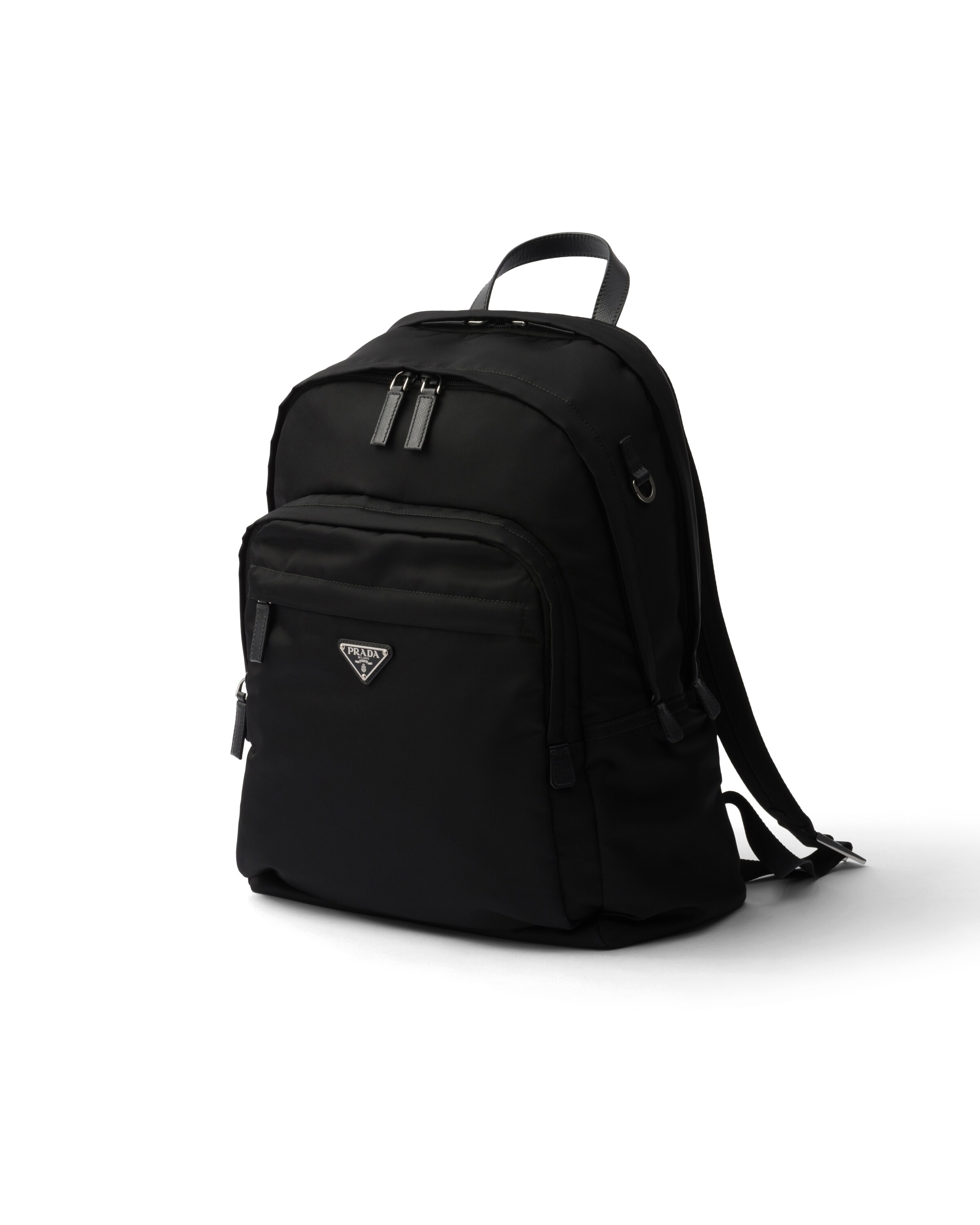 Black Re-Nylon and Saffiano leather backpack | Prada
