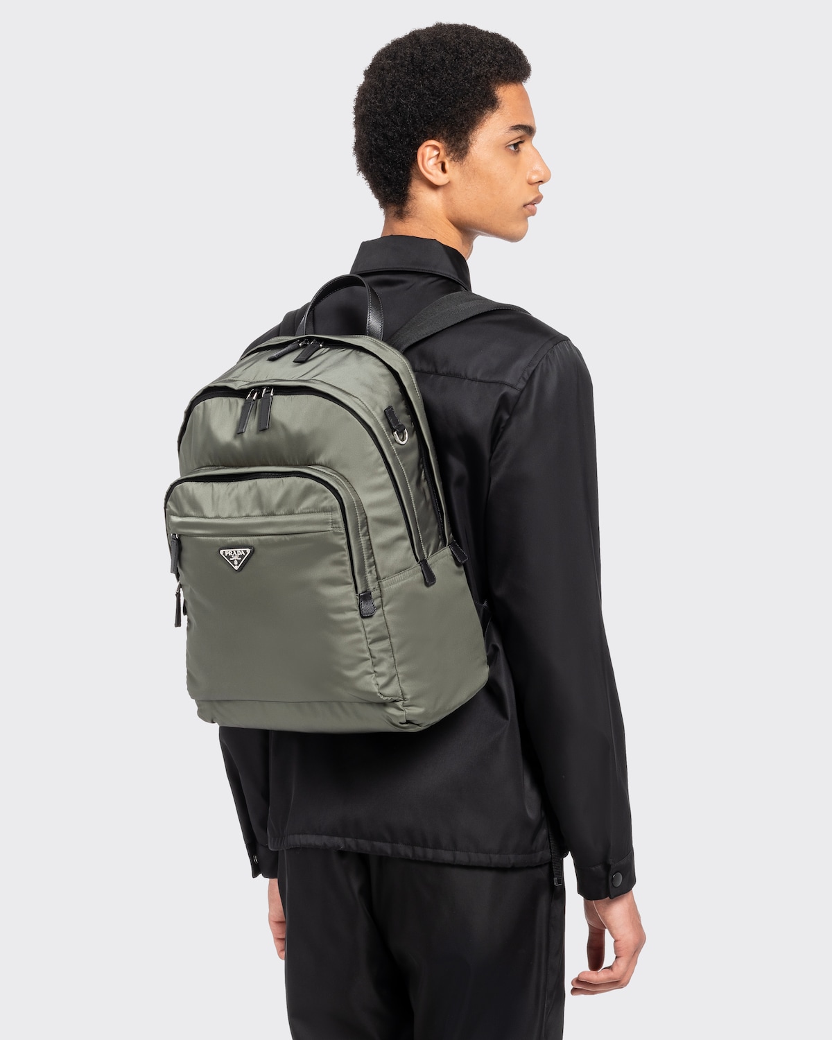 Forest Green Re-nylon And Saffiano Leather Backpack | PRADA