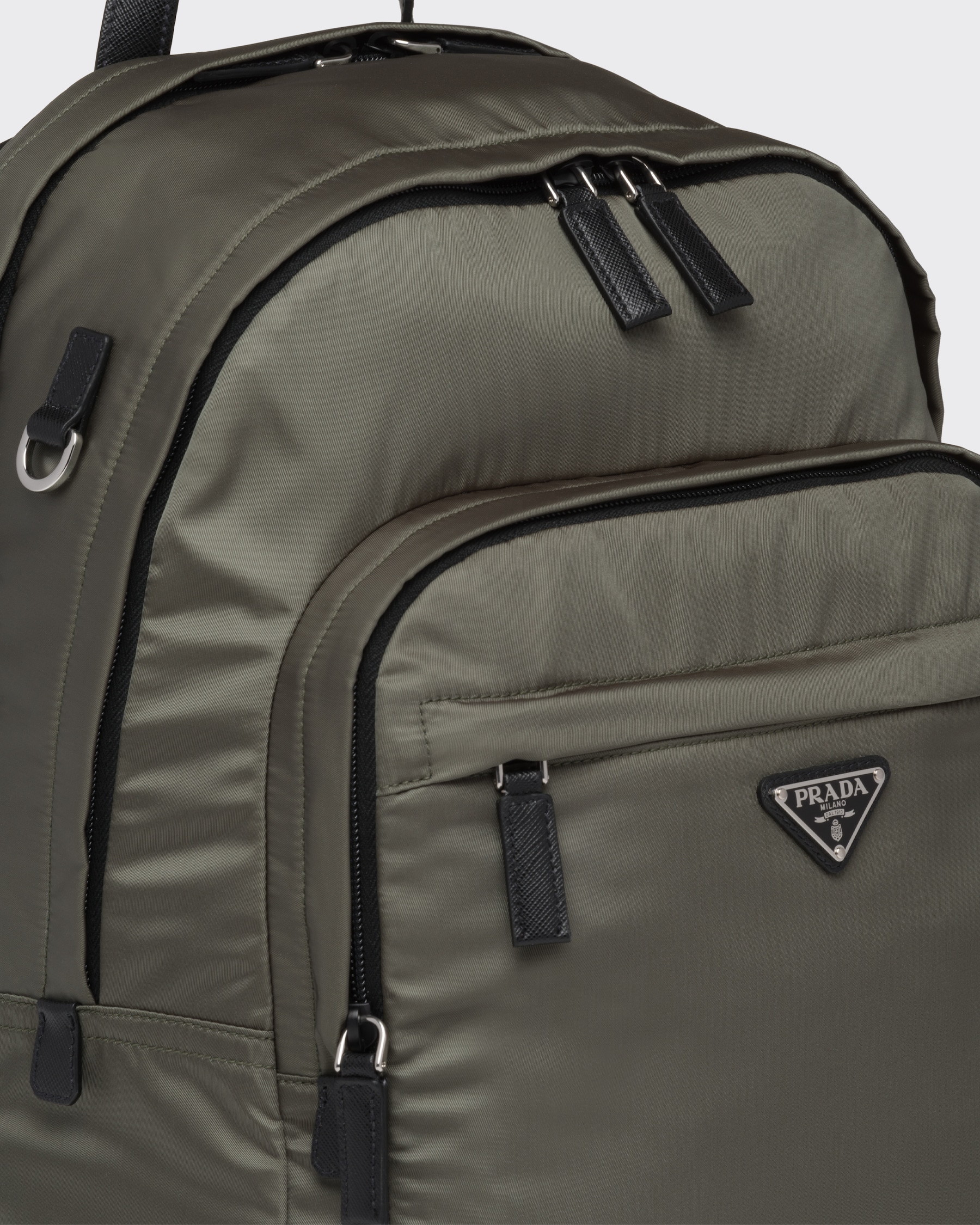 Forest Green Re-nylon And Saffiano Leather Backpack | PRADA