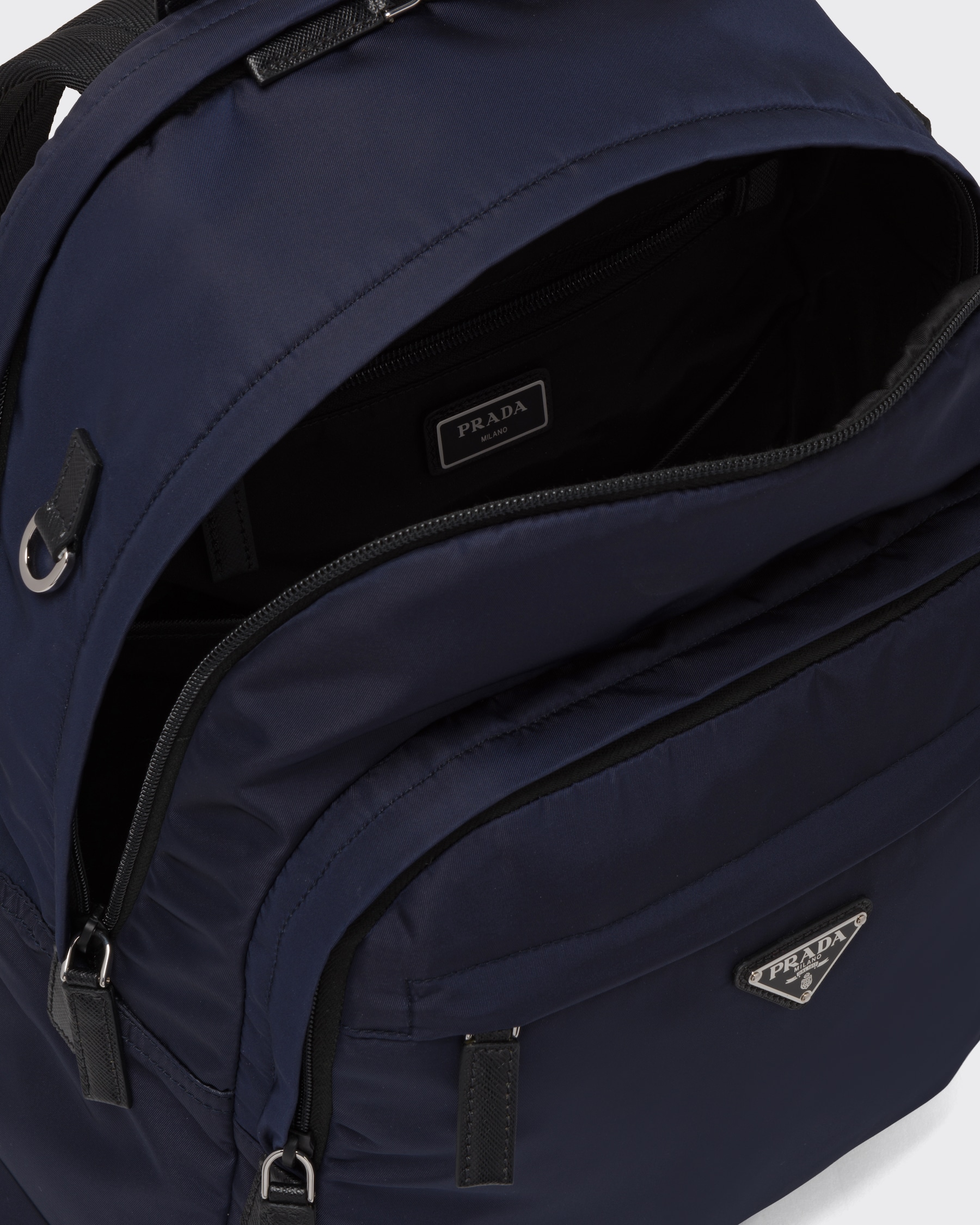 Navy Nylon And Saffiano Leather Backpack | PRADA