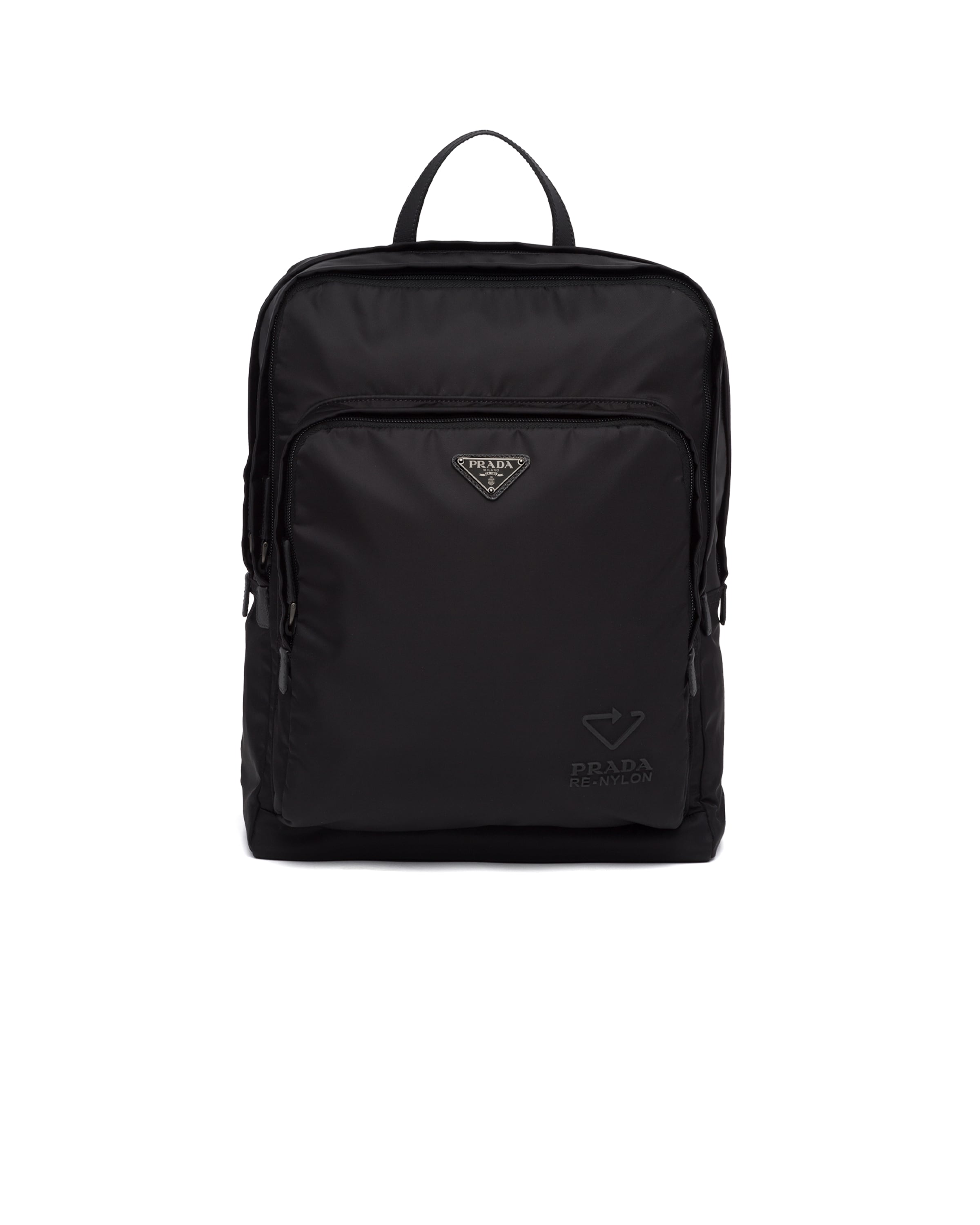 Black Re-Nylon and Saffiano leather backpack | Prada
