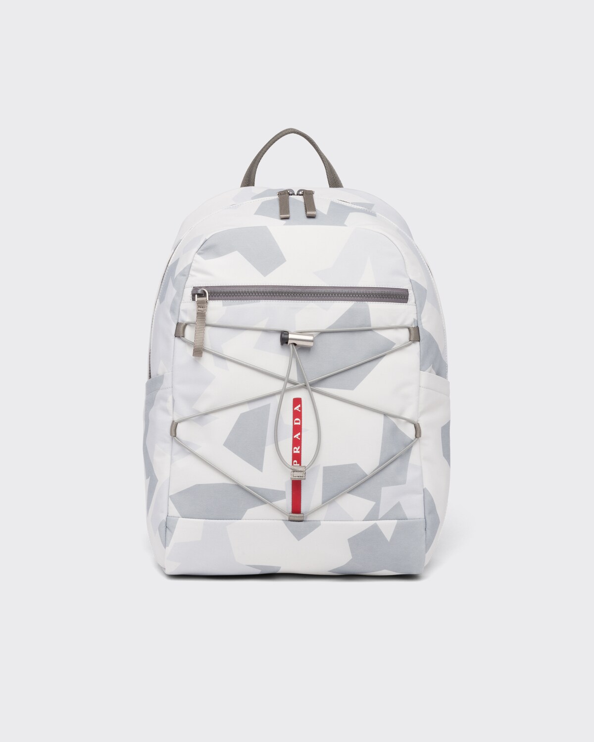Marble Gray Printed Technical Fabric Backpack | PRADA