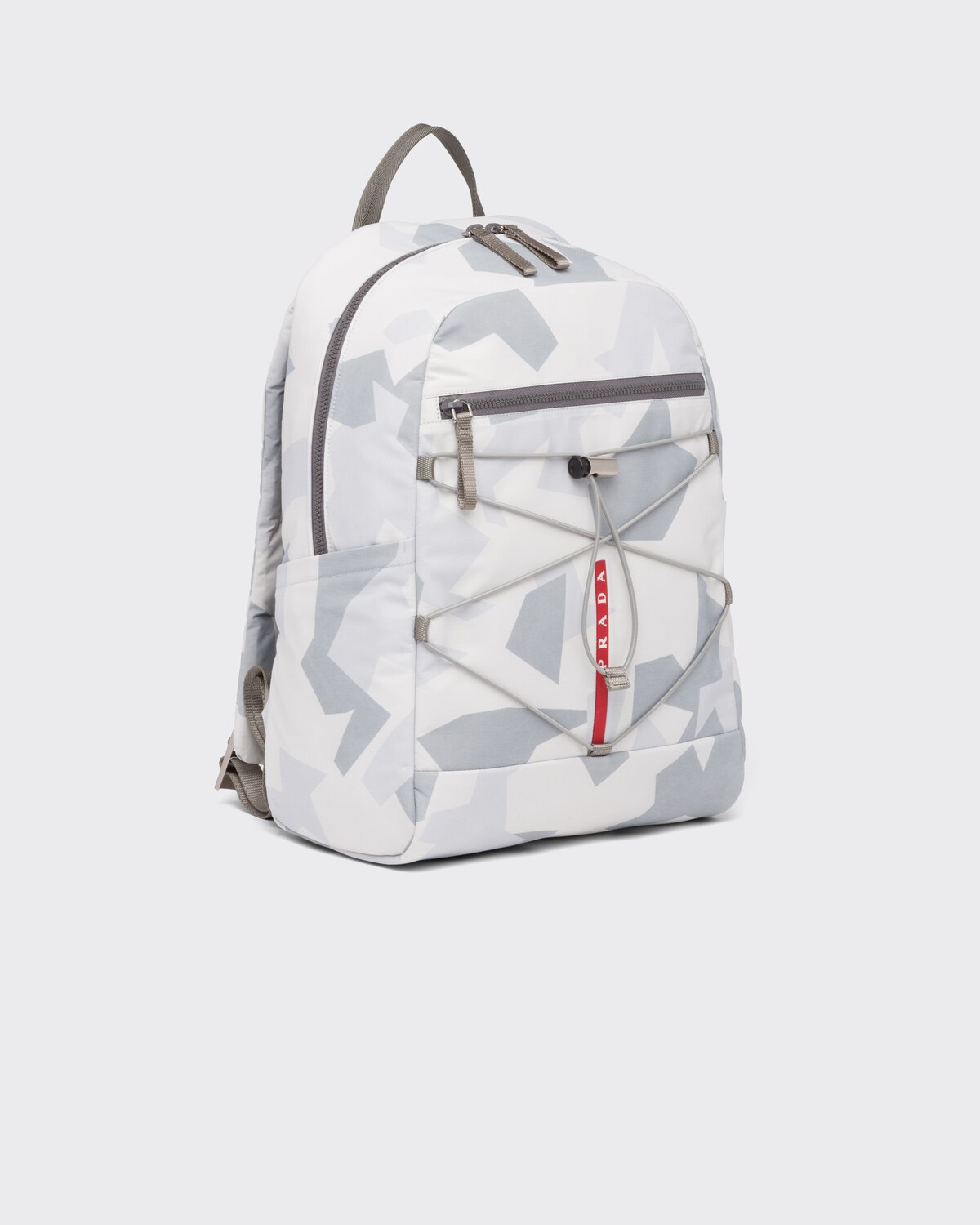 Marble Gray Printed Technical Fabric Backpack | PRADA