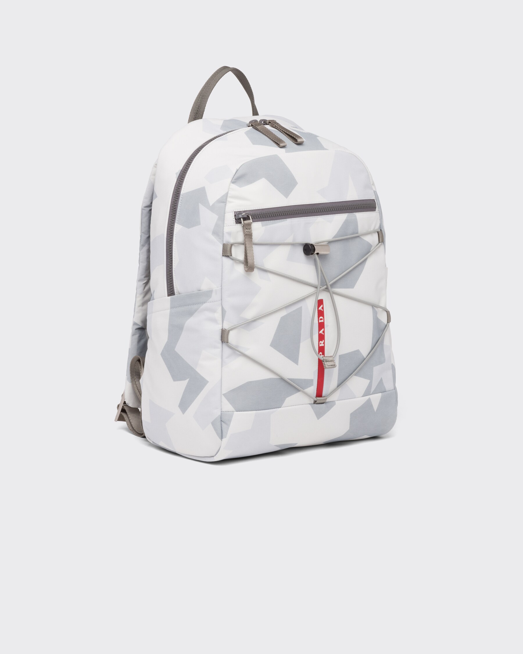 Marble Gray Printed Technical Fabric Backpack | PRADA