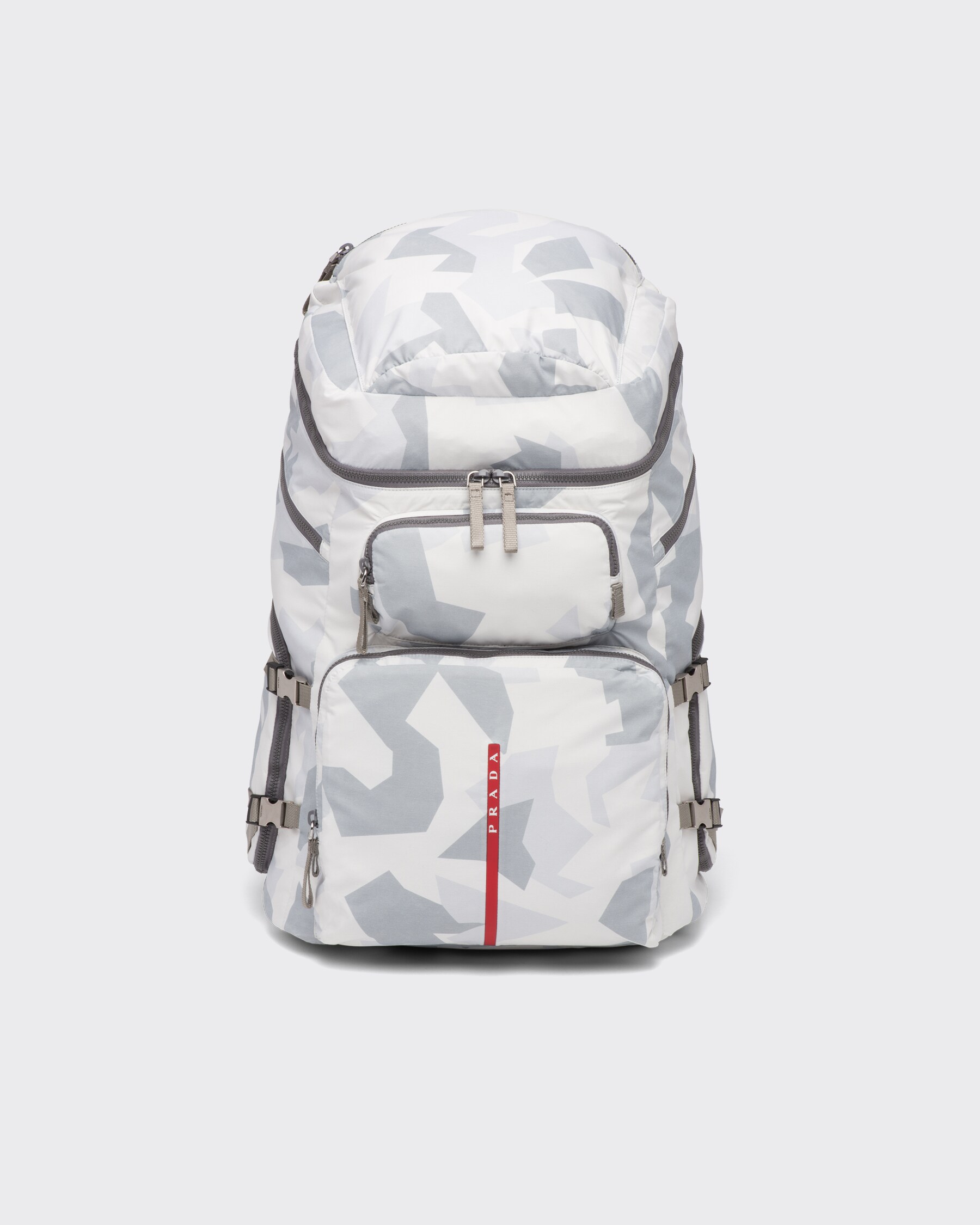 Marble Gray Printed Technical Fabric Ski Boot Backpack | PRADA