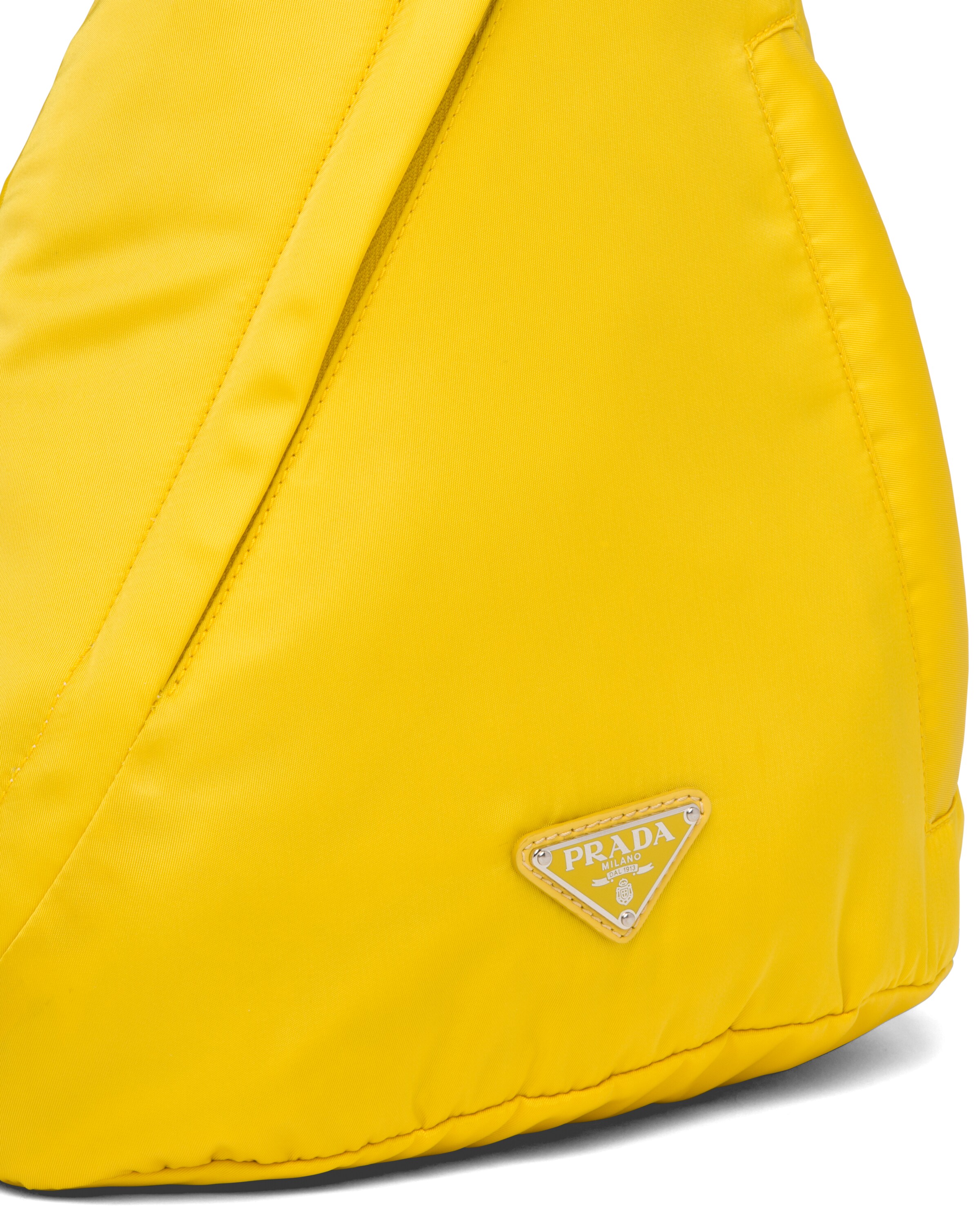 Yellow Re-Nylon and leather backpack | Prada