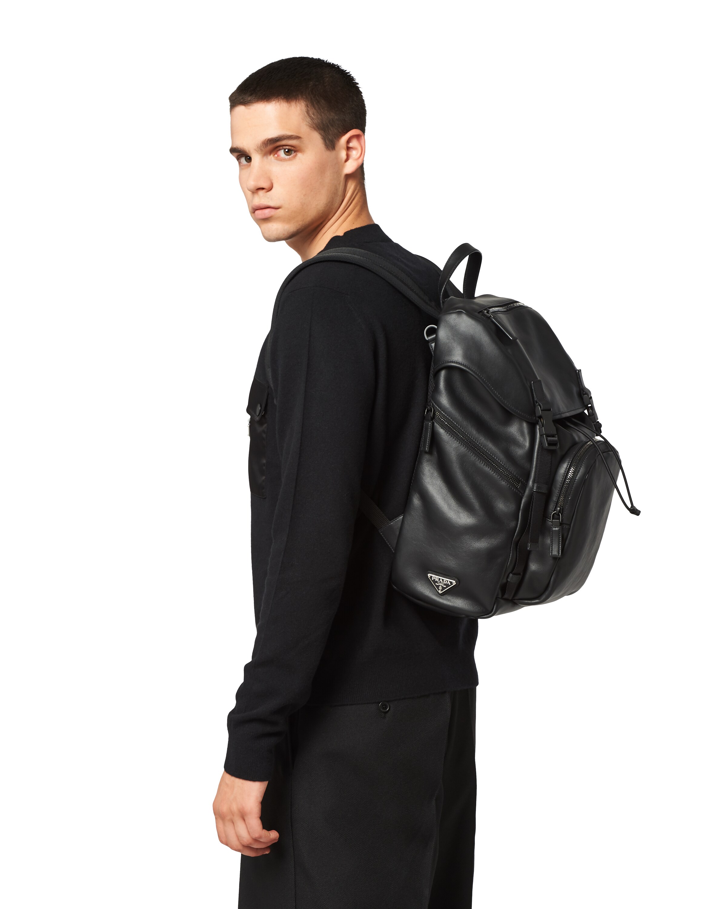 Black Leather backpack | Prada