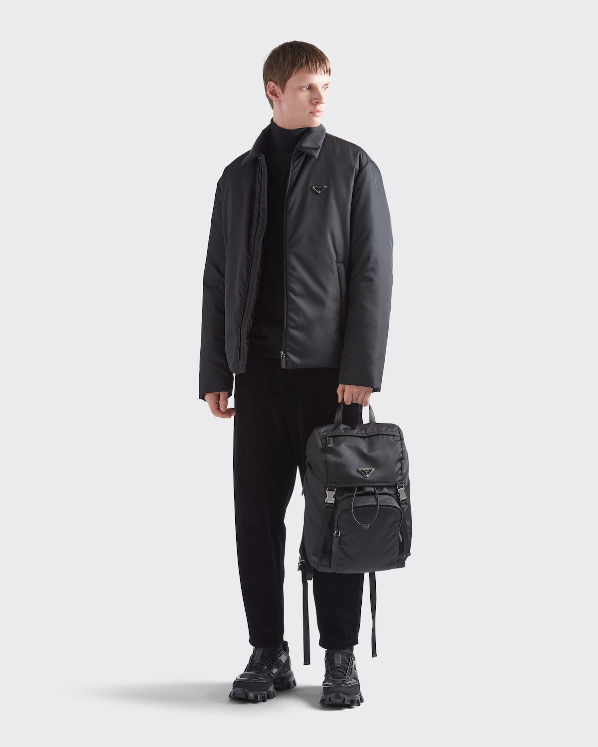 Black Re-nylon And Saffiano Leather Backpack | PRADA