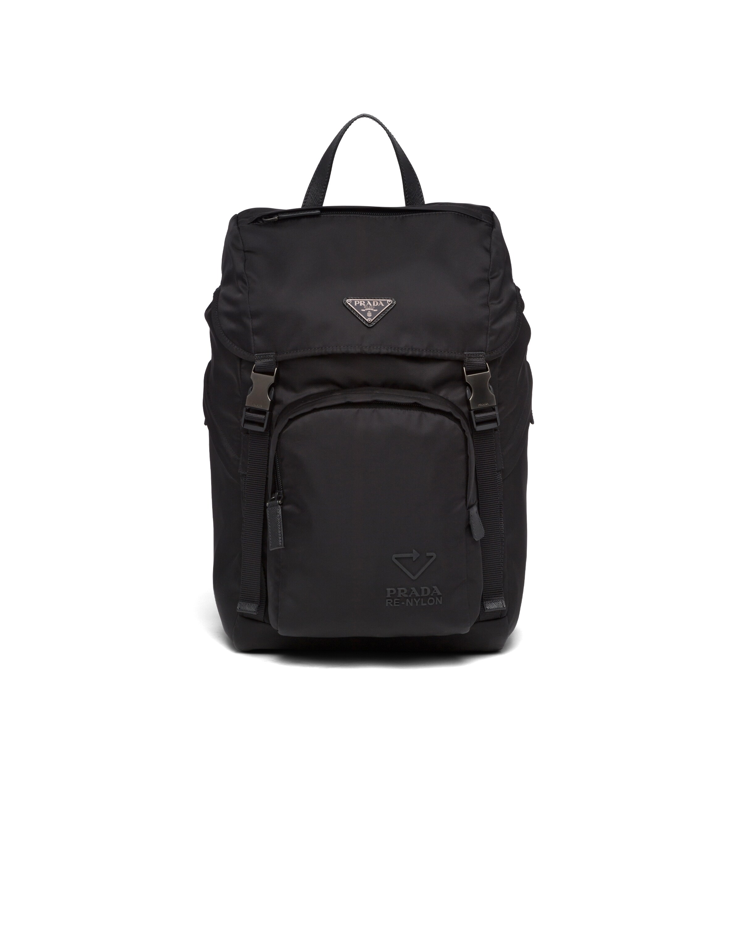 Black Re-Nylon and Saffiano leather backpack | Prada
