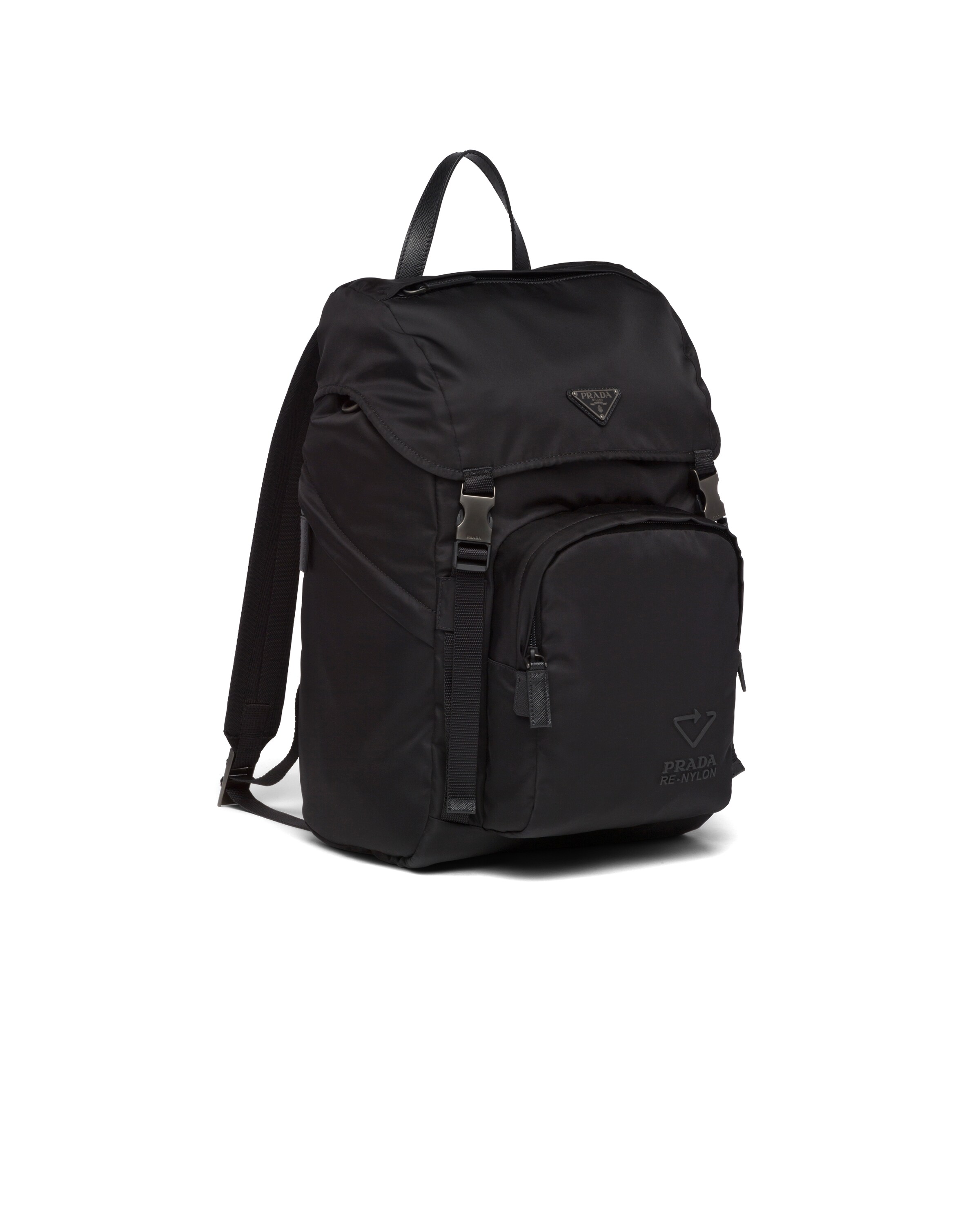 Black Re-Nylon and Saffiano leather backpack | Prada