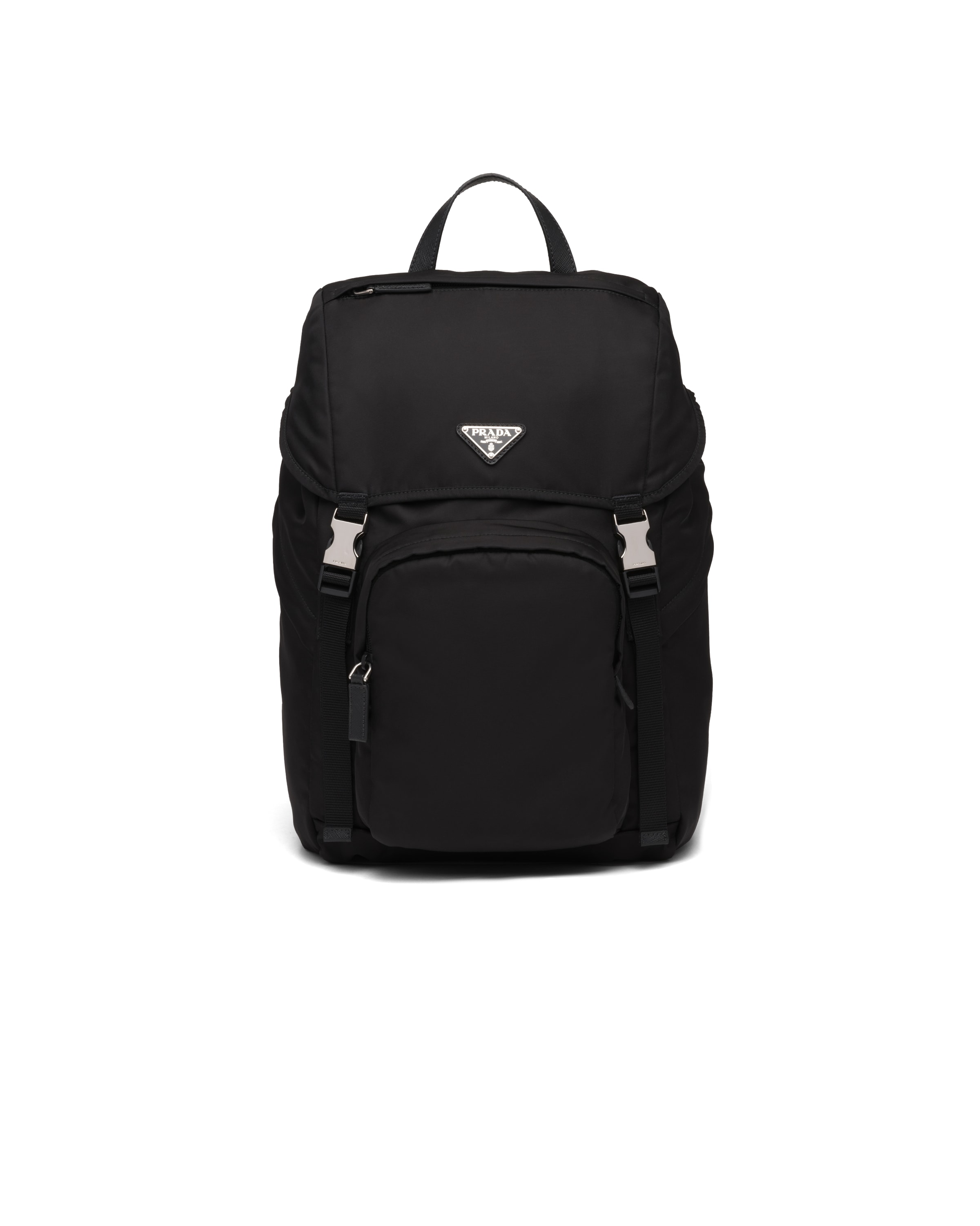 Schwarz Rucksack aus Nylon und Saffiano-Leder | Prada
