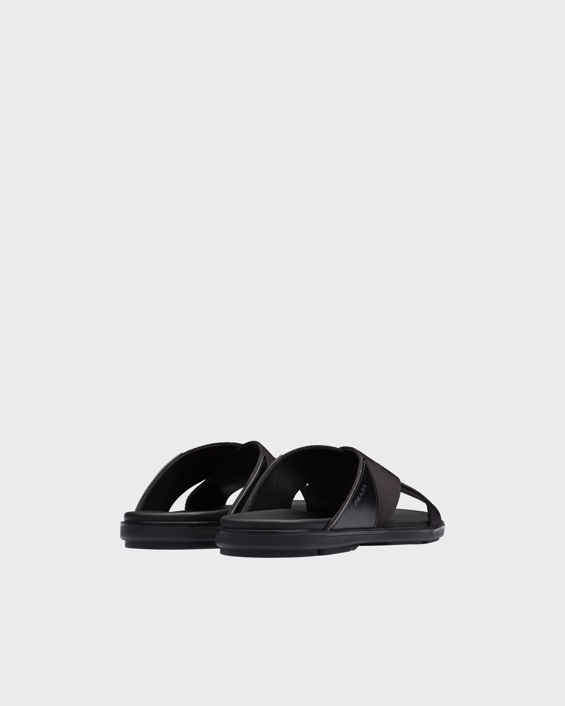 Black Leather And Re-nylon Sandals | PRADA