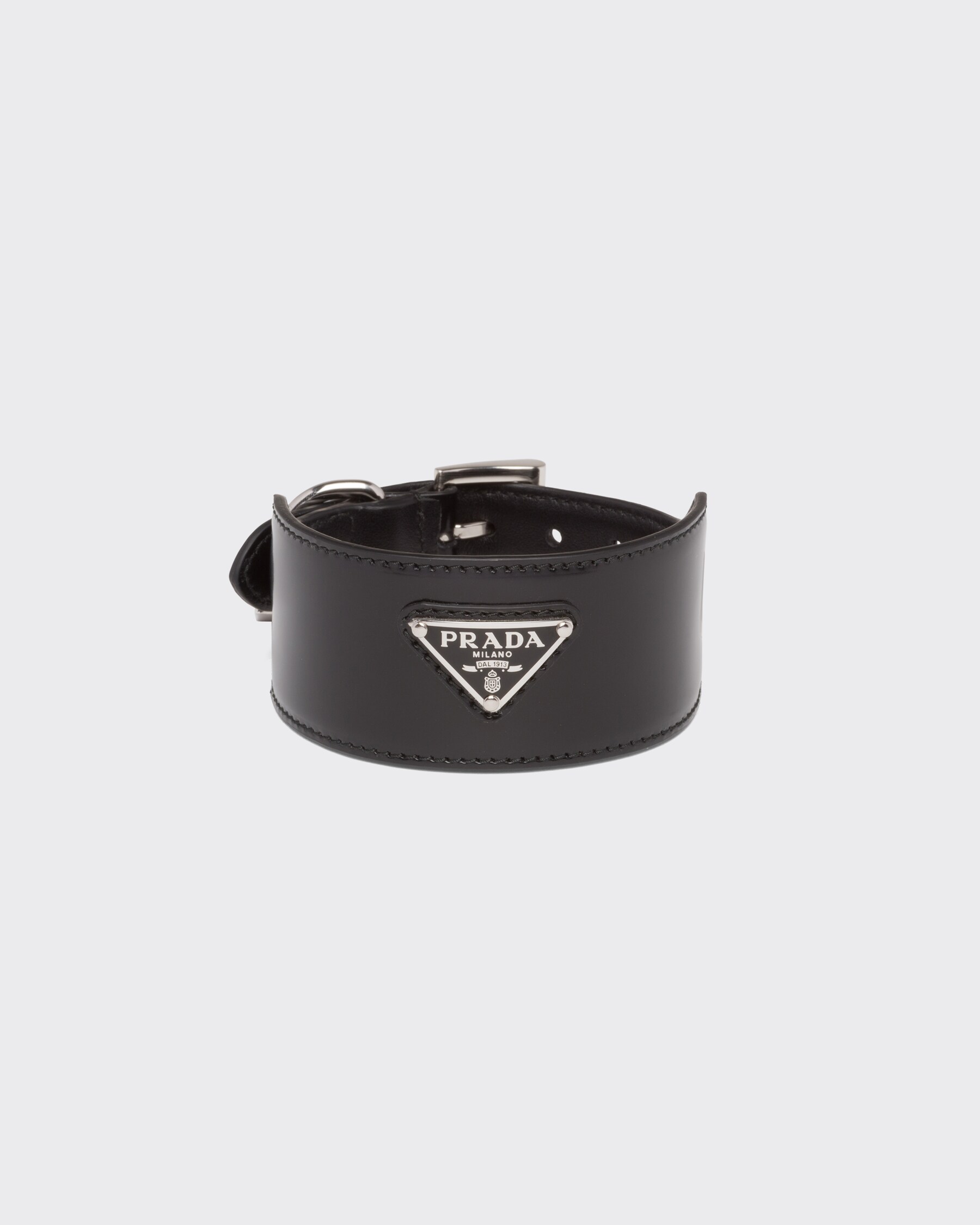 Black Brushed Leather Pet Collar | PRADA