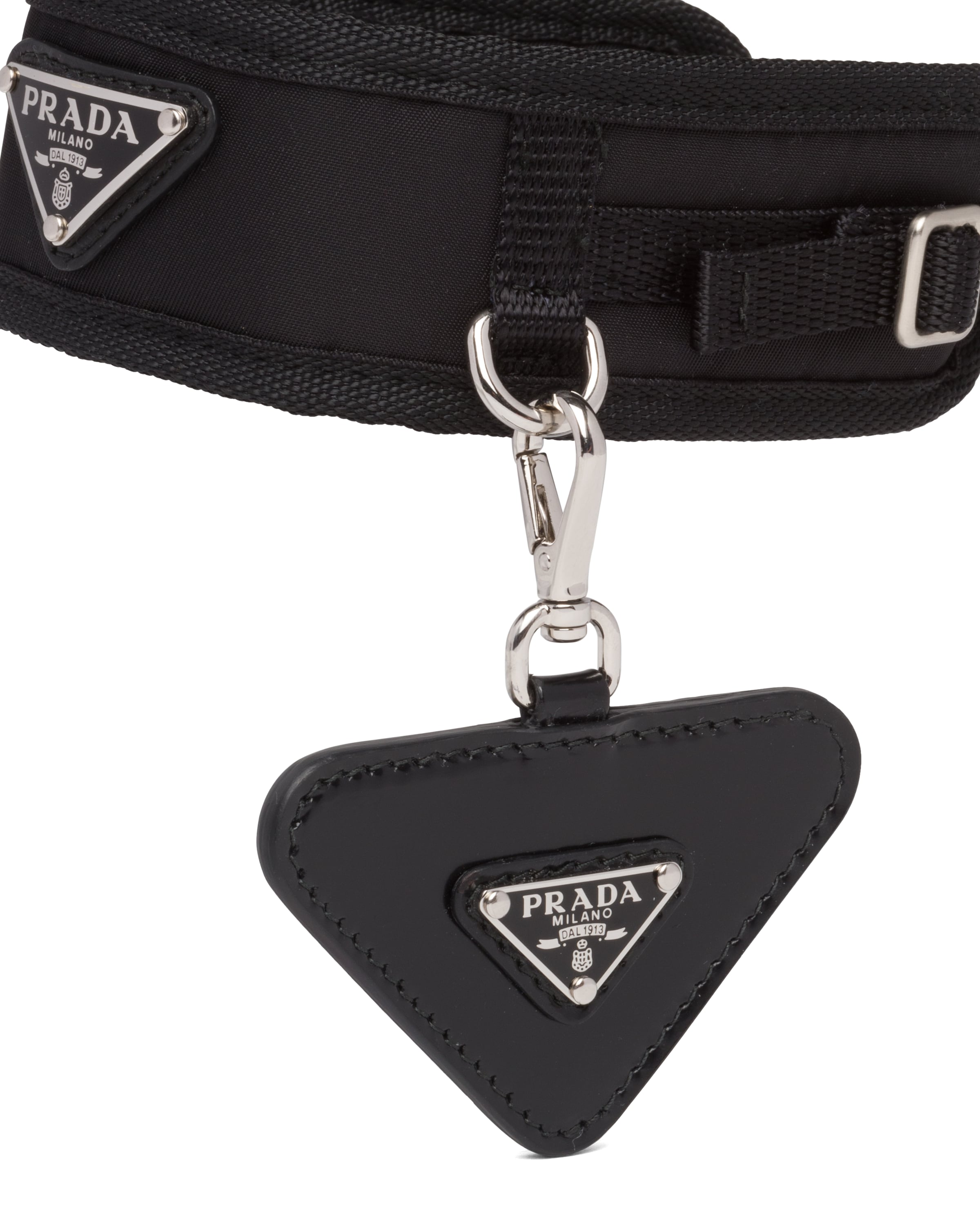 Black Brushed leather name tag for pet | Prada