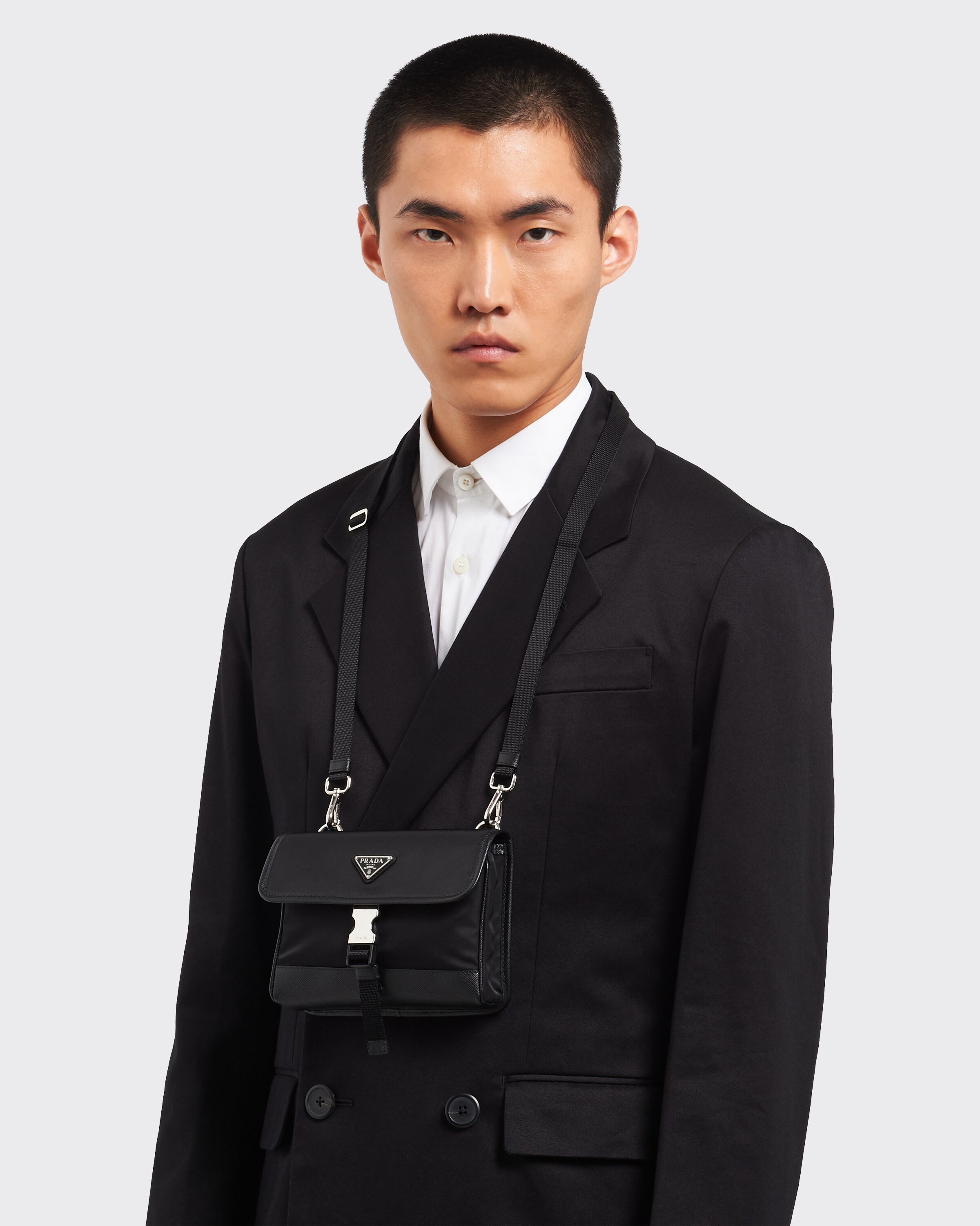 Black Re-nylon And Saffiano Leather Smartphone Case | PRADA