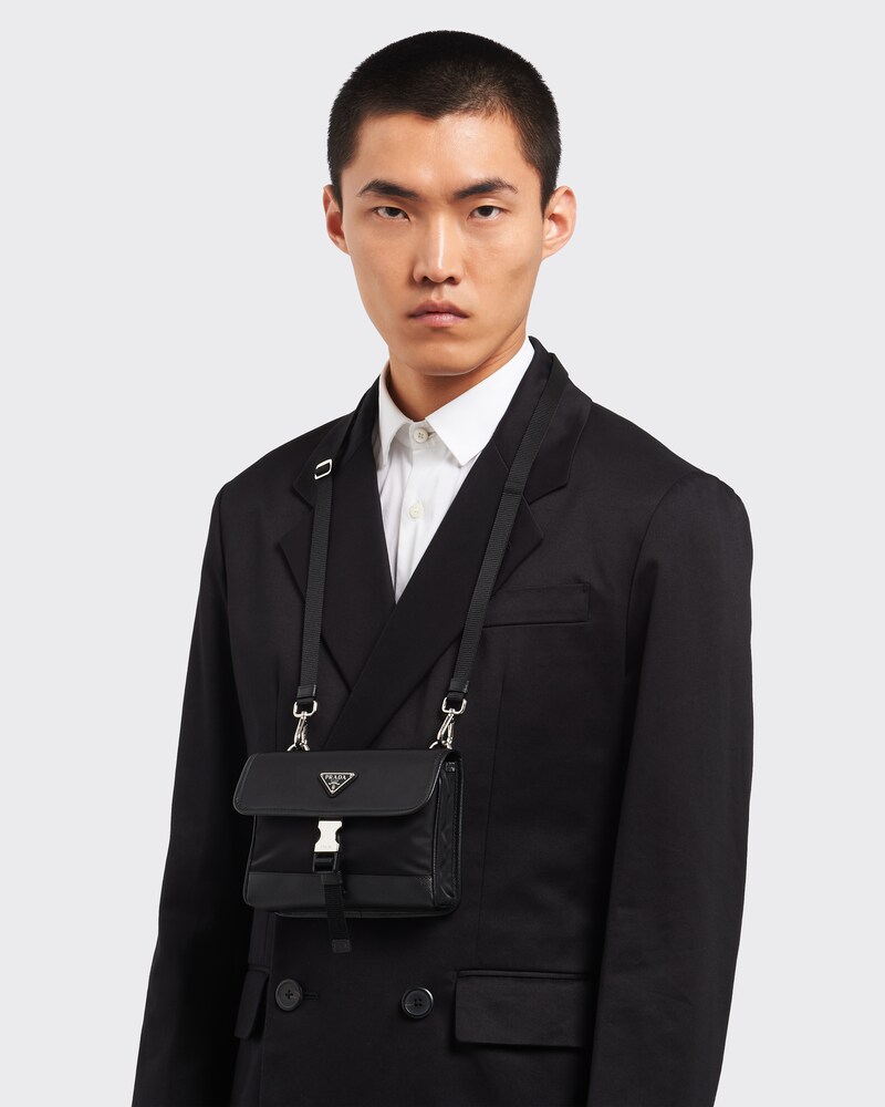 Black Re-nylon And Saffiano Leather Smartphone Case | PRADA