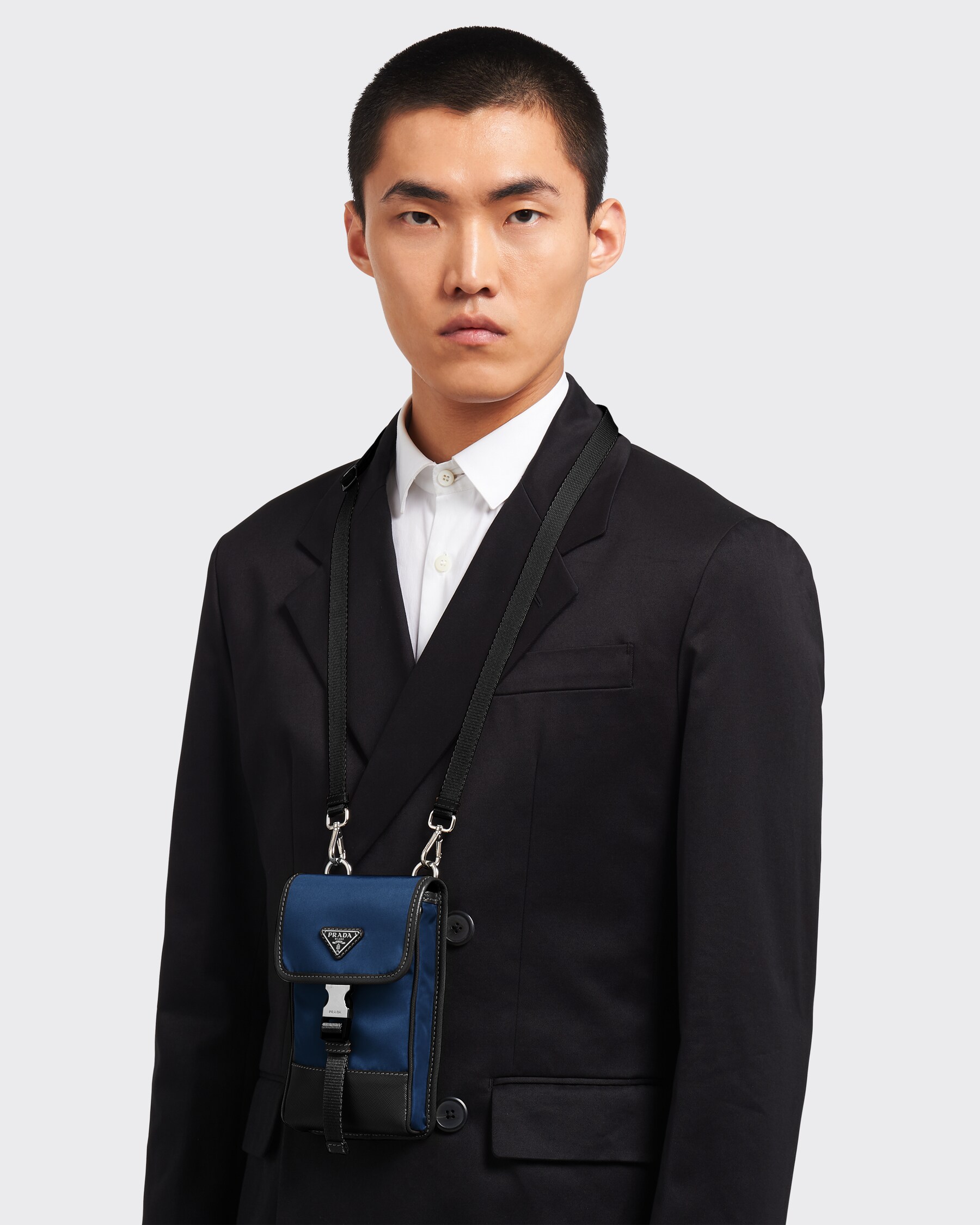 Baltic Blue Re-nylon And Saffiano Leather Smartphone Case | PRADA