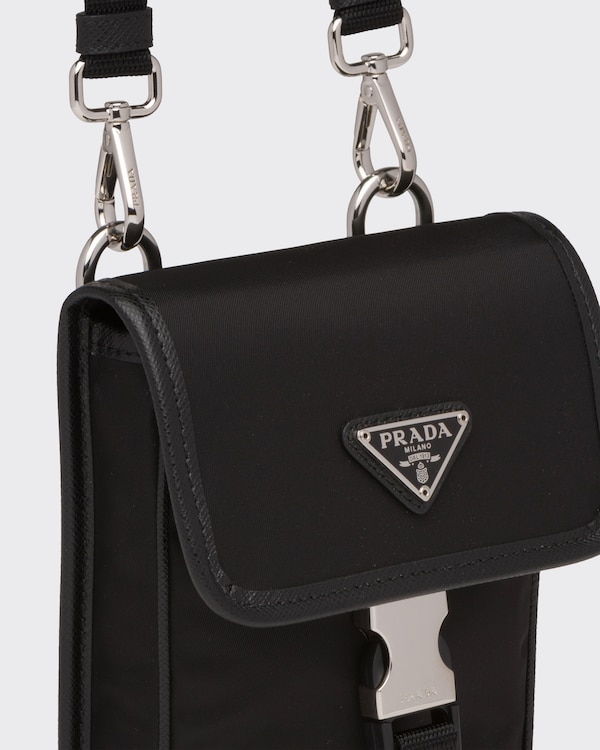 Black Re-nylon And Saffiano Leather Smartphone Case | PRADA