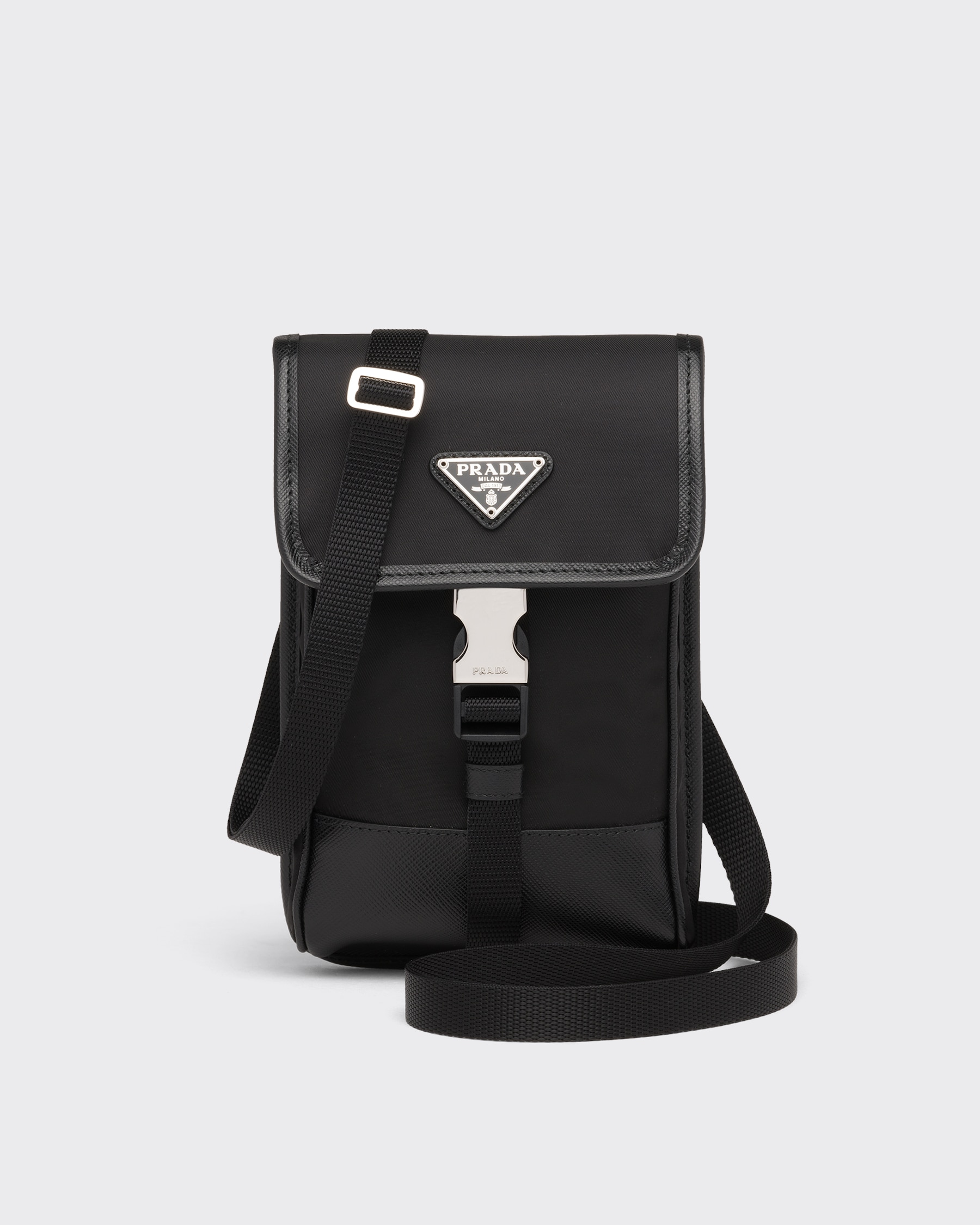 Black Re-nylon And Saffiano Leather Smartphone Case | PRADA
