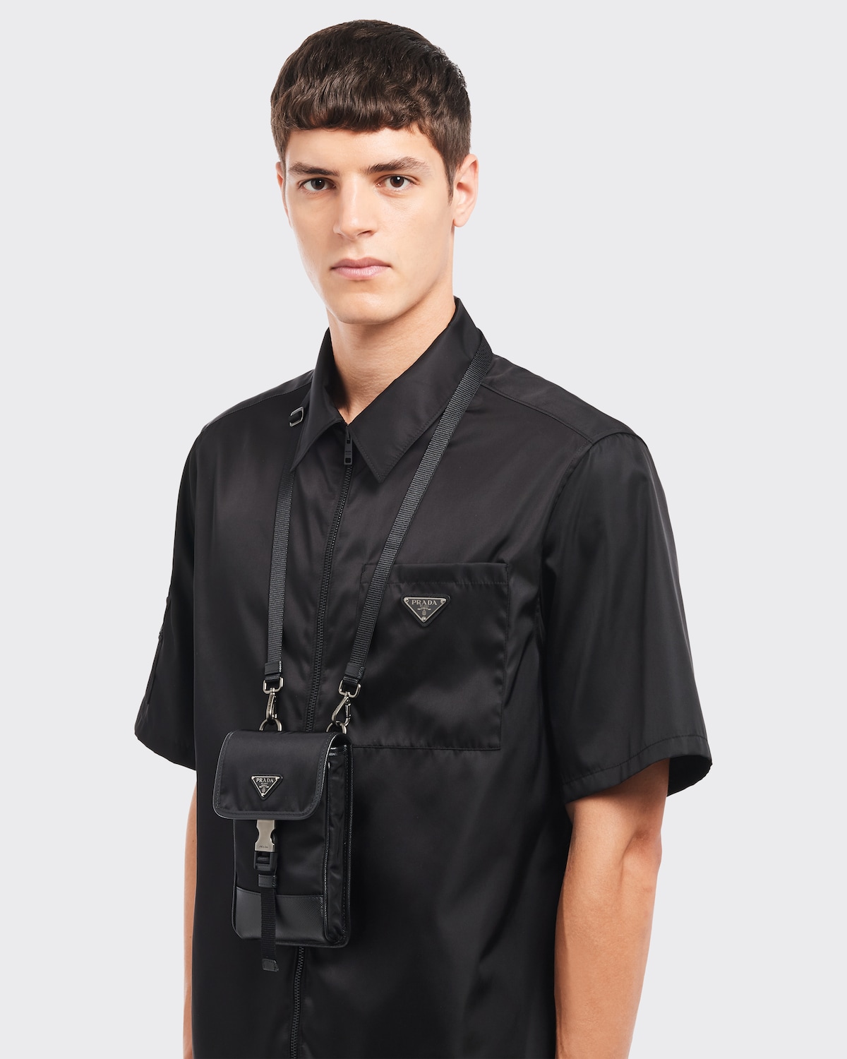 Black Re-nylon And Saffiano Leather Smartphone Case | PRADA