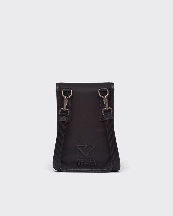 Black Re-nylon And Saffiano Leather Smartphone Case | PRADA