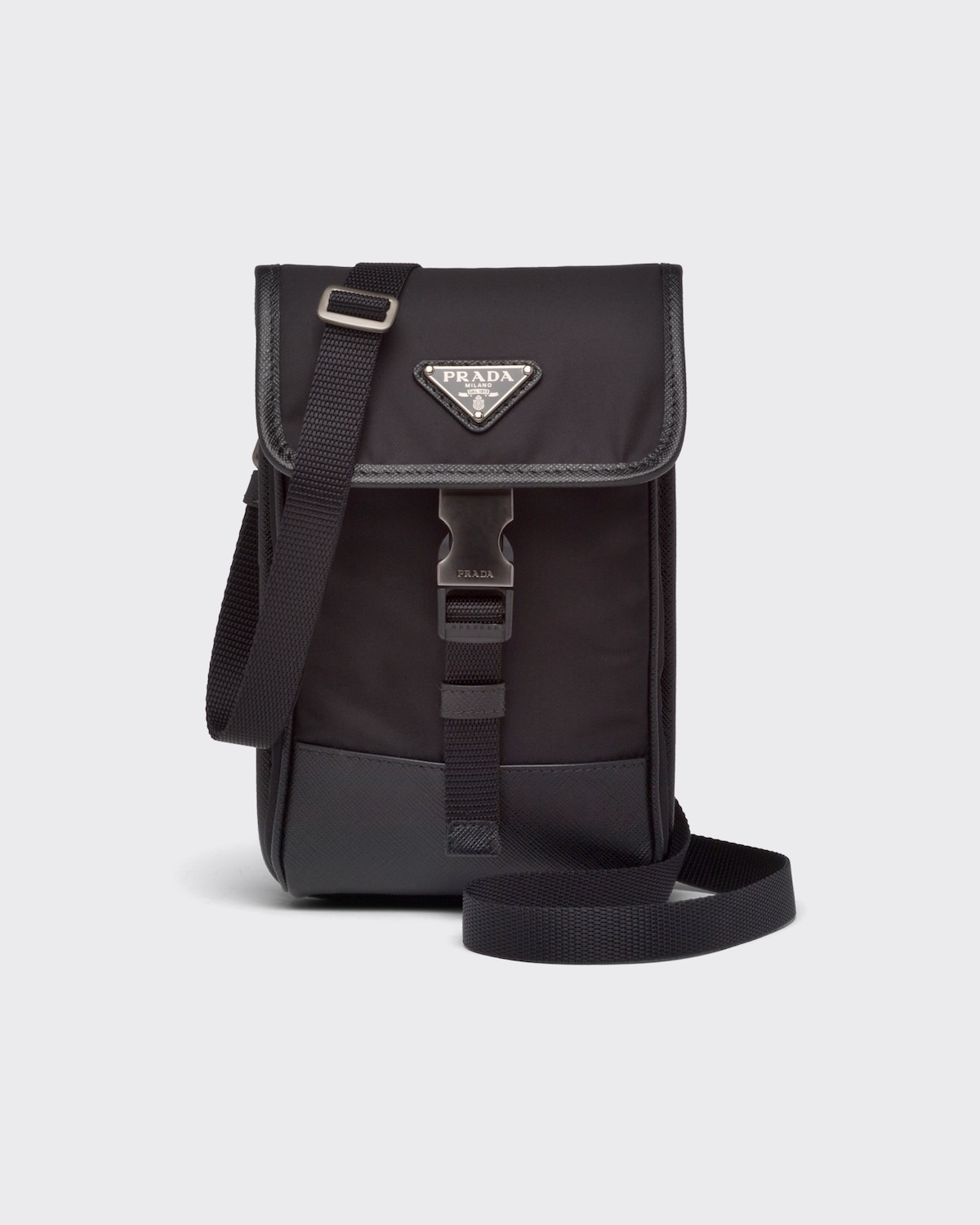 Black Re-nylon And Saffiano Leather Smartphone Case | PRADA