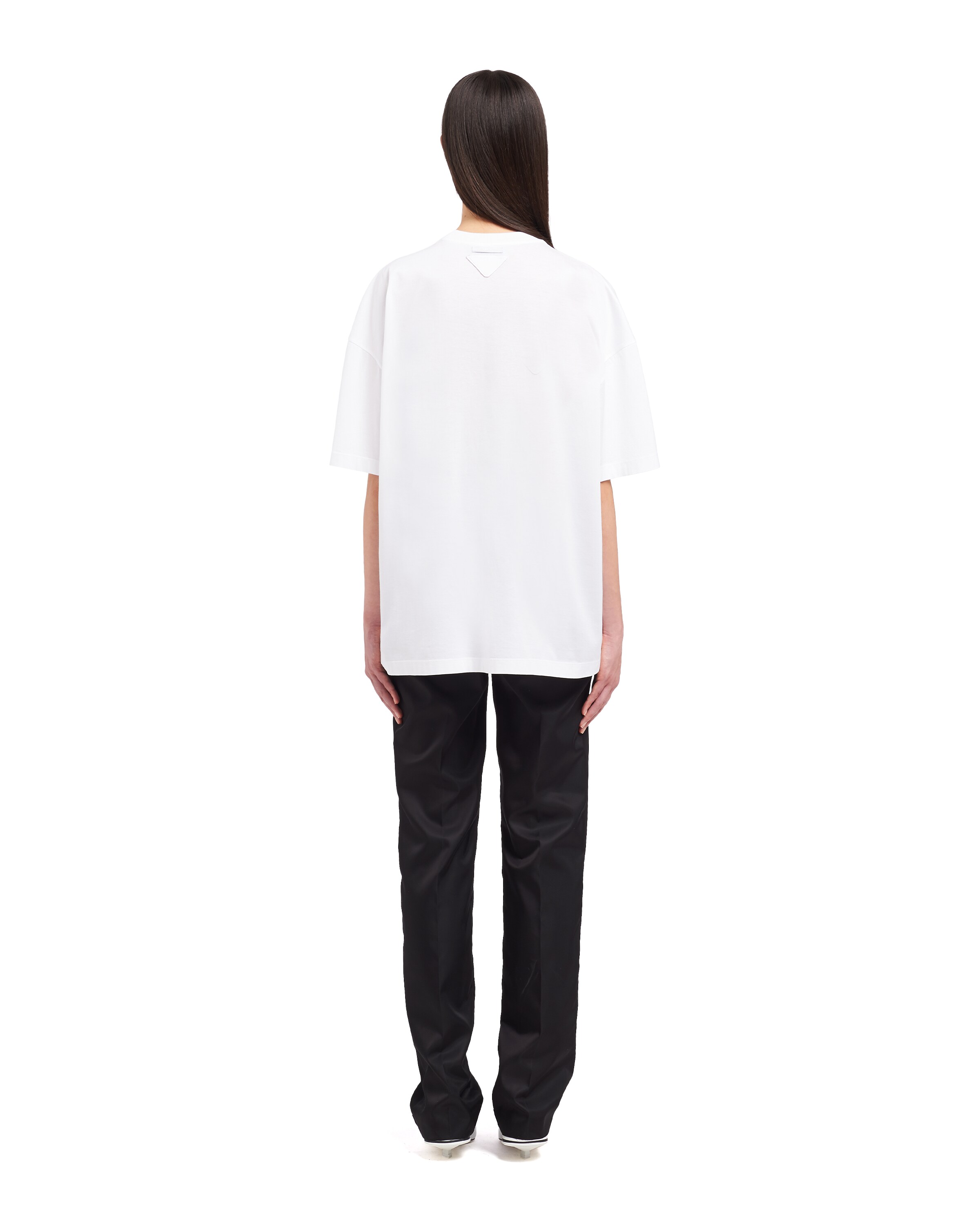 White Oversized printed jersey T-shirt | Prada