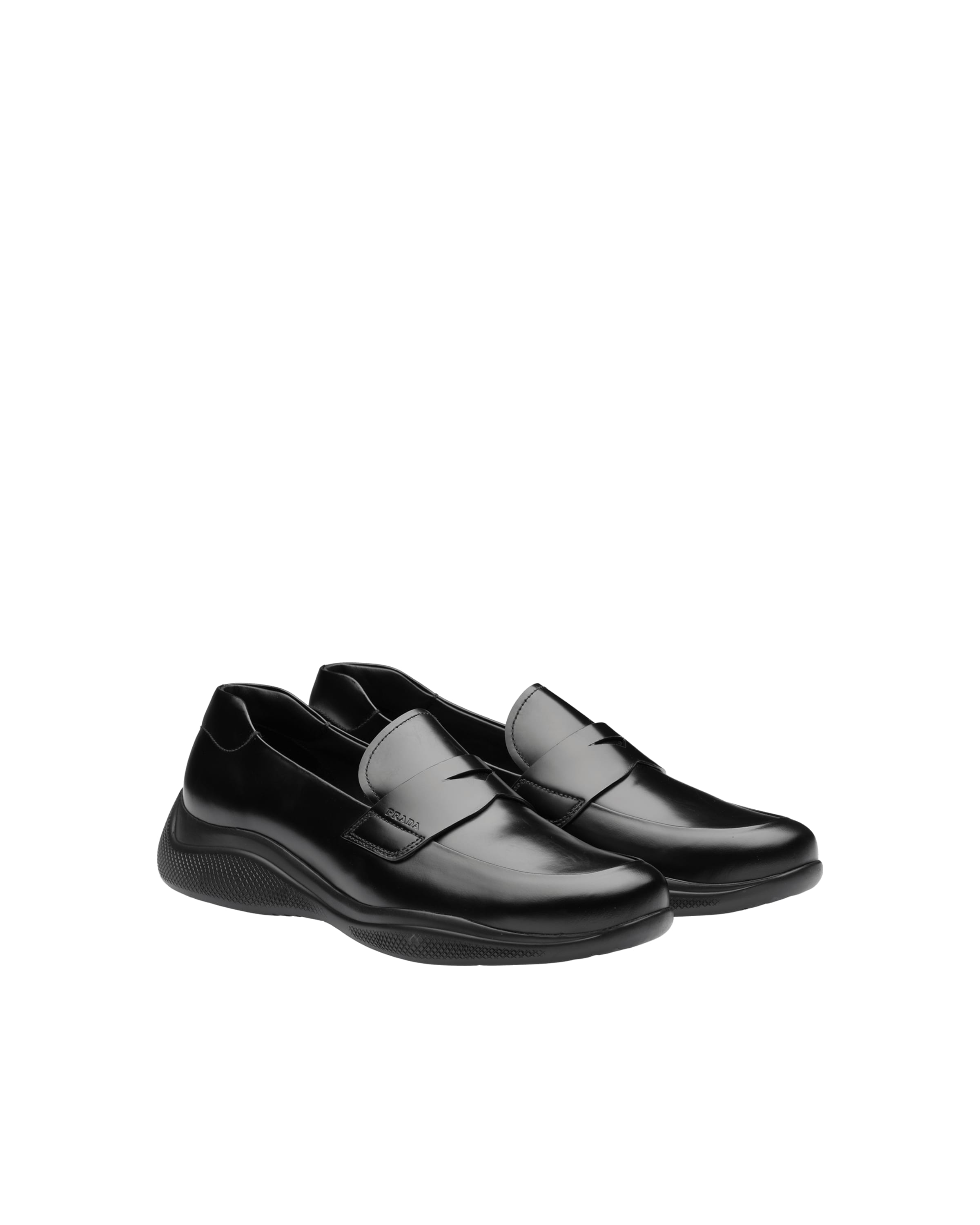 Black Toblach Brushed Leather Slip-On Sneakers | Prada