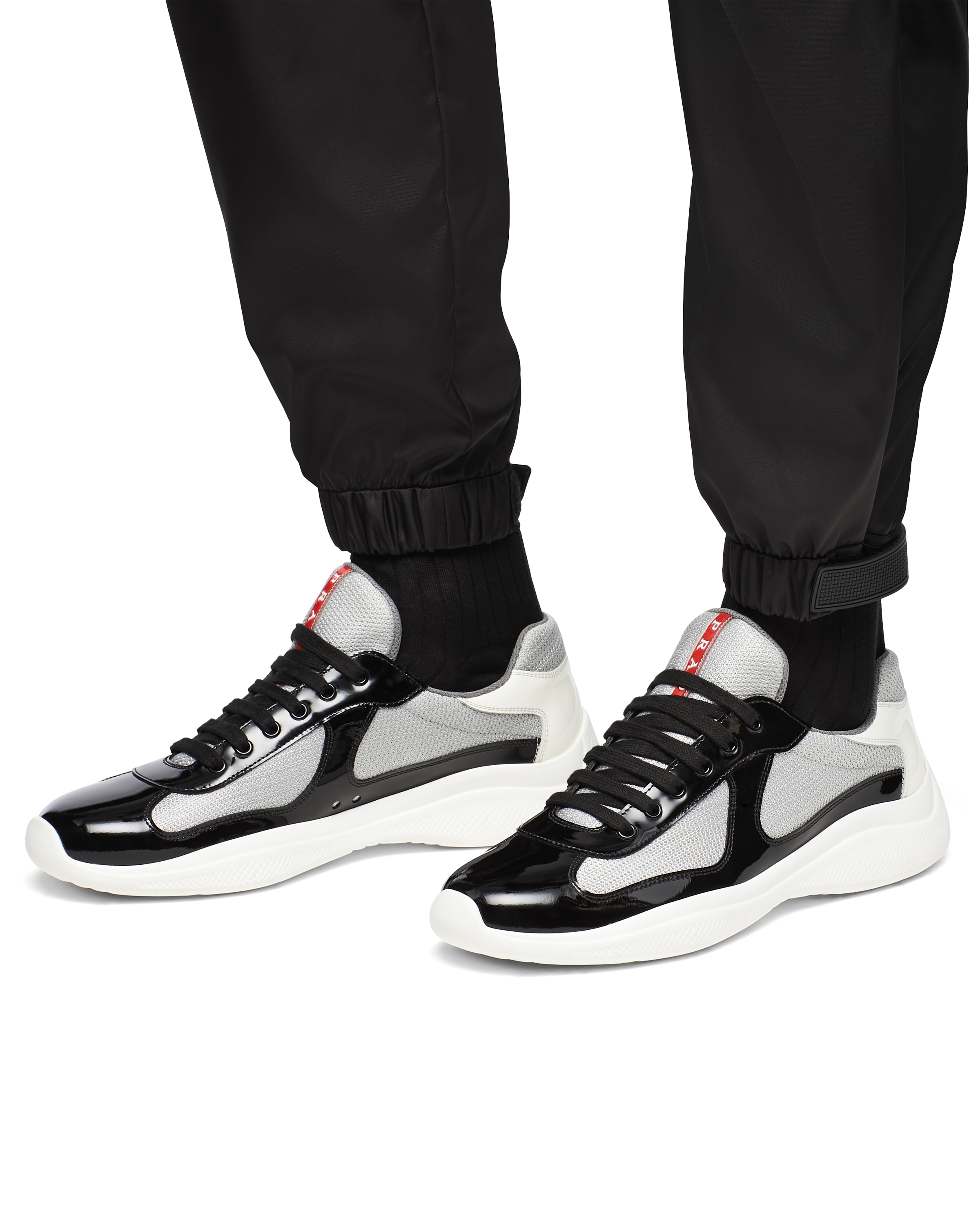 Black/white Prada America'S Cup Bike Fabric Sneakers | Prada
