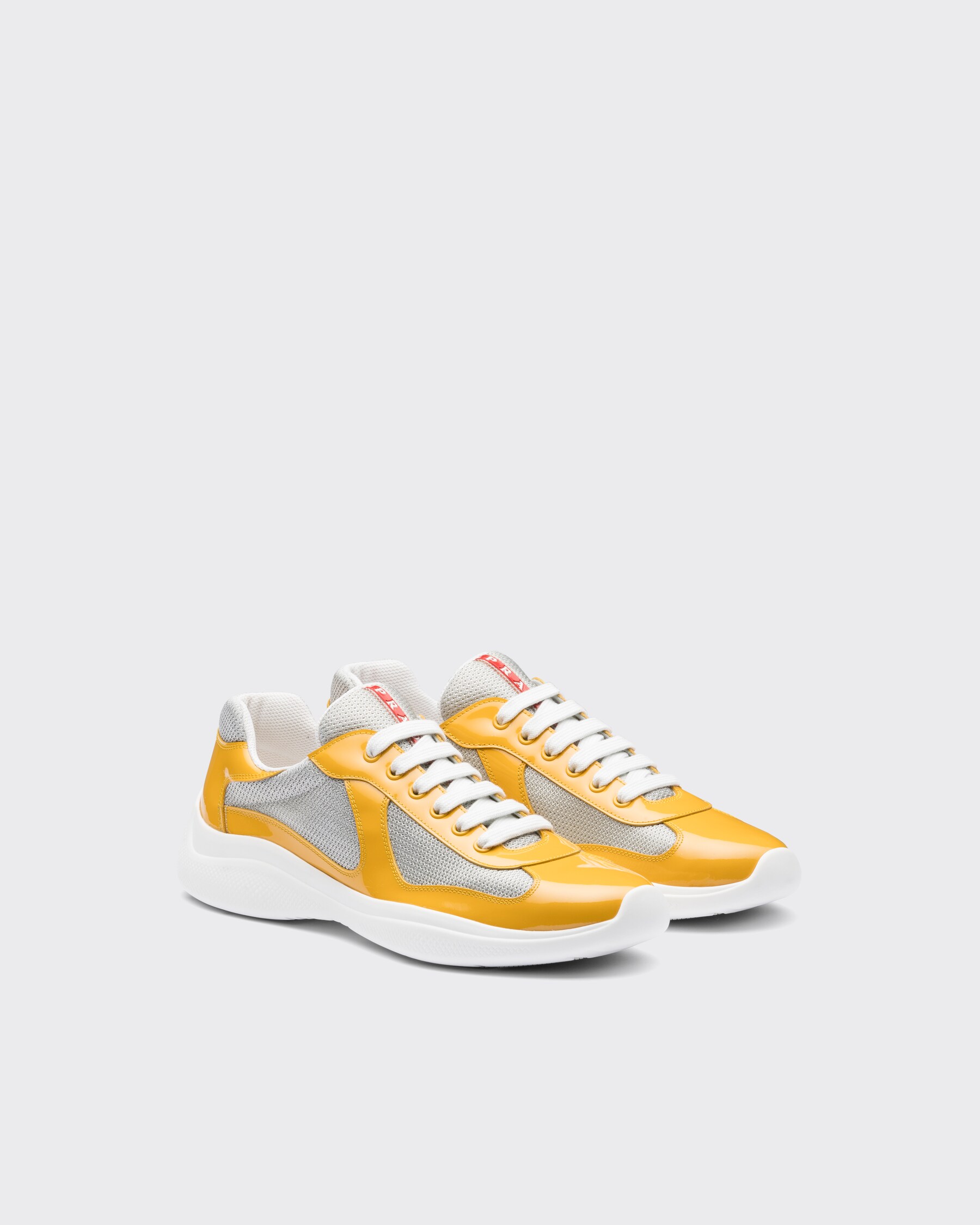 Gold/silver Prada America's Cup Sneakers | PRADA