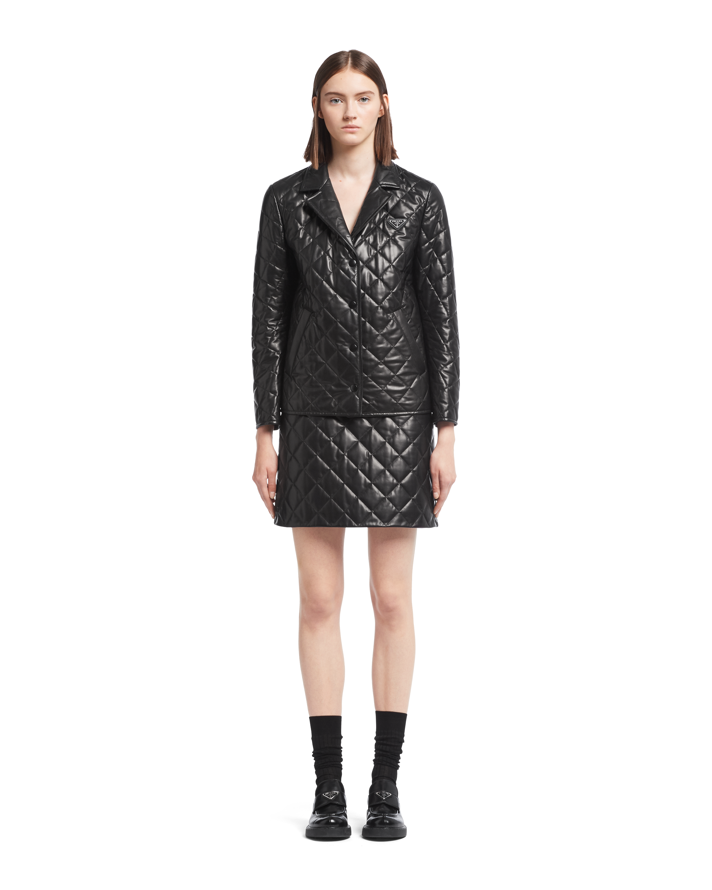 Black Quilted nappa leather jacket | Prada